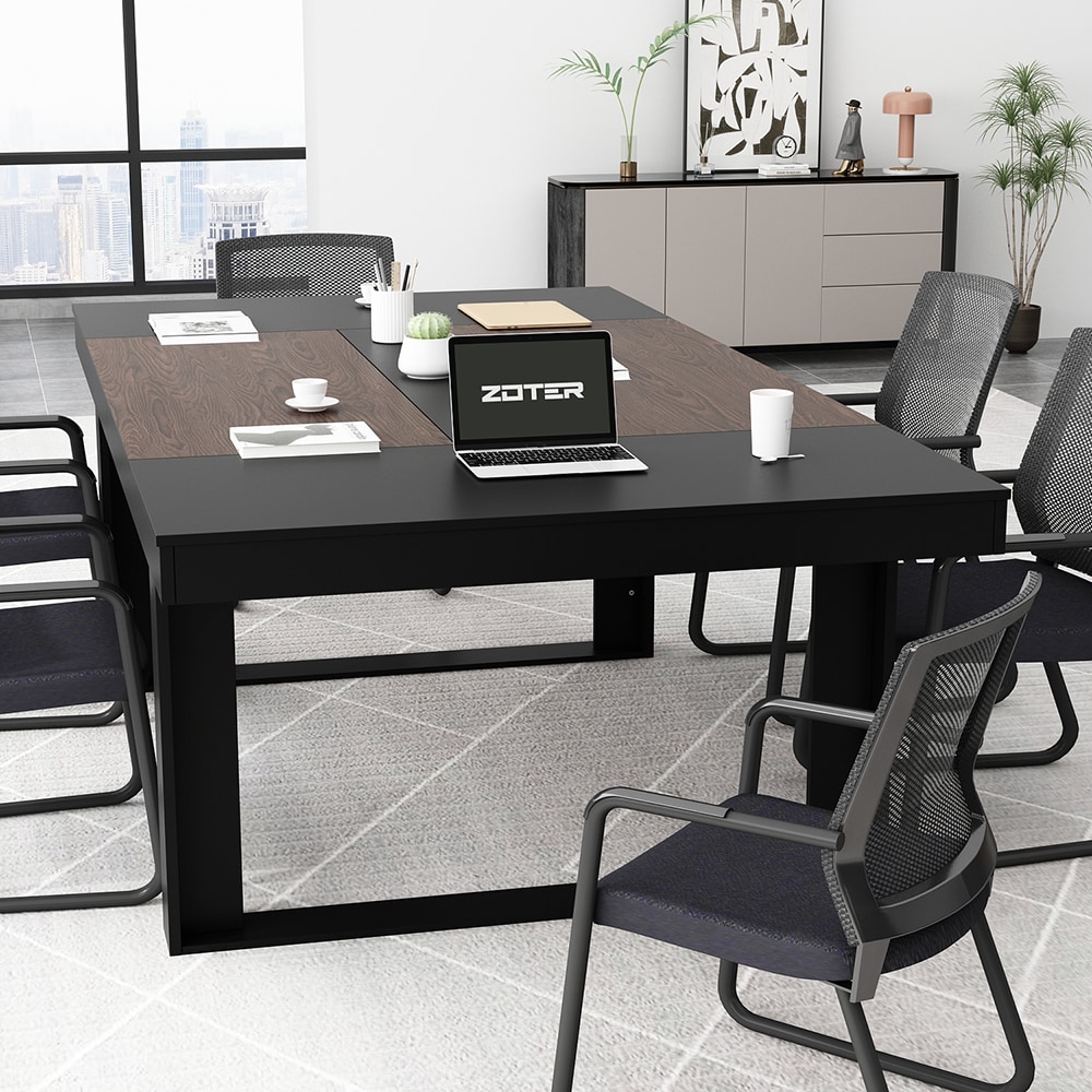 Modern Black Office Desk with Spacious Surface Durable U Shaped Base ...