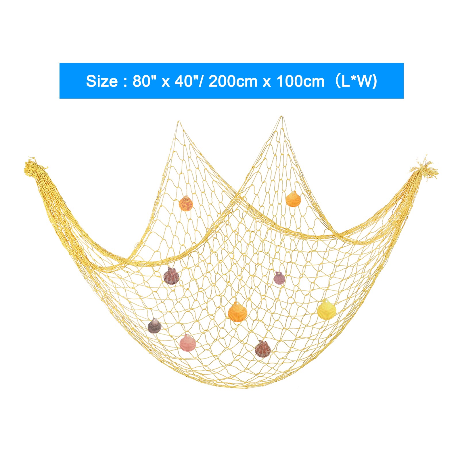Unique Bargains Natural Shell Decorative Fishing Net 40 x 80inch ...