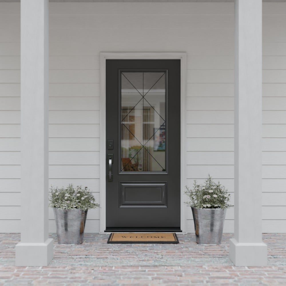 Masonite M-Protect Tagus Glass 32-in x 80-in x Fiberglass Right-hand ...