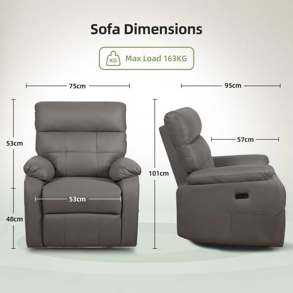 Coolbibila Oversized Dark Gray Tech Cloth Power Zero Gravity Recliner ...