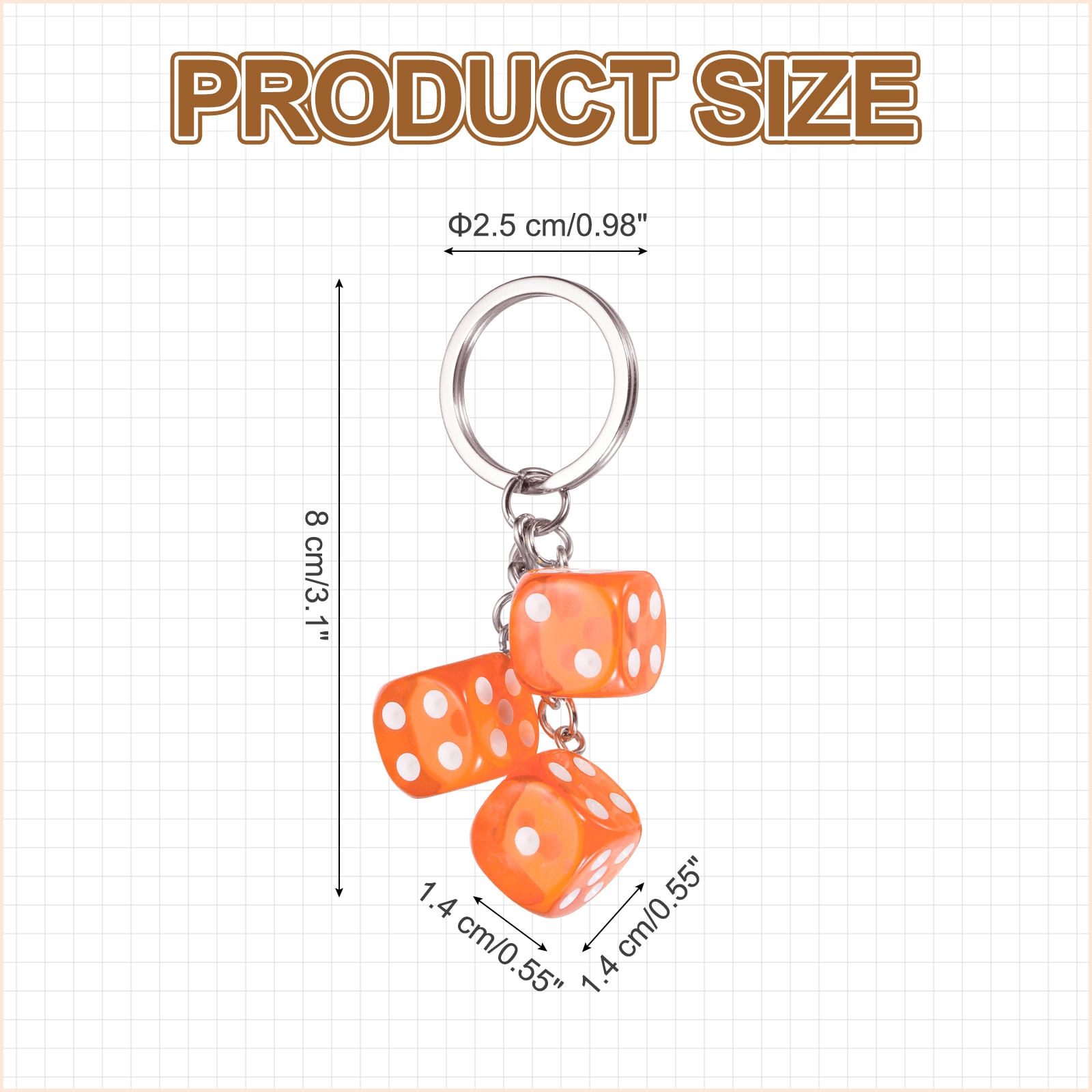 PATIKIL Lucky Dice Keychain Charm Resin 3D Cube Square Mini Dice ...