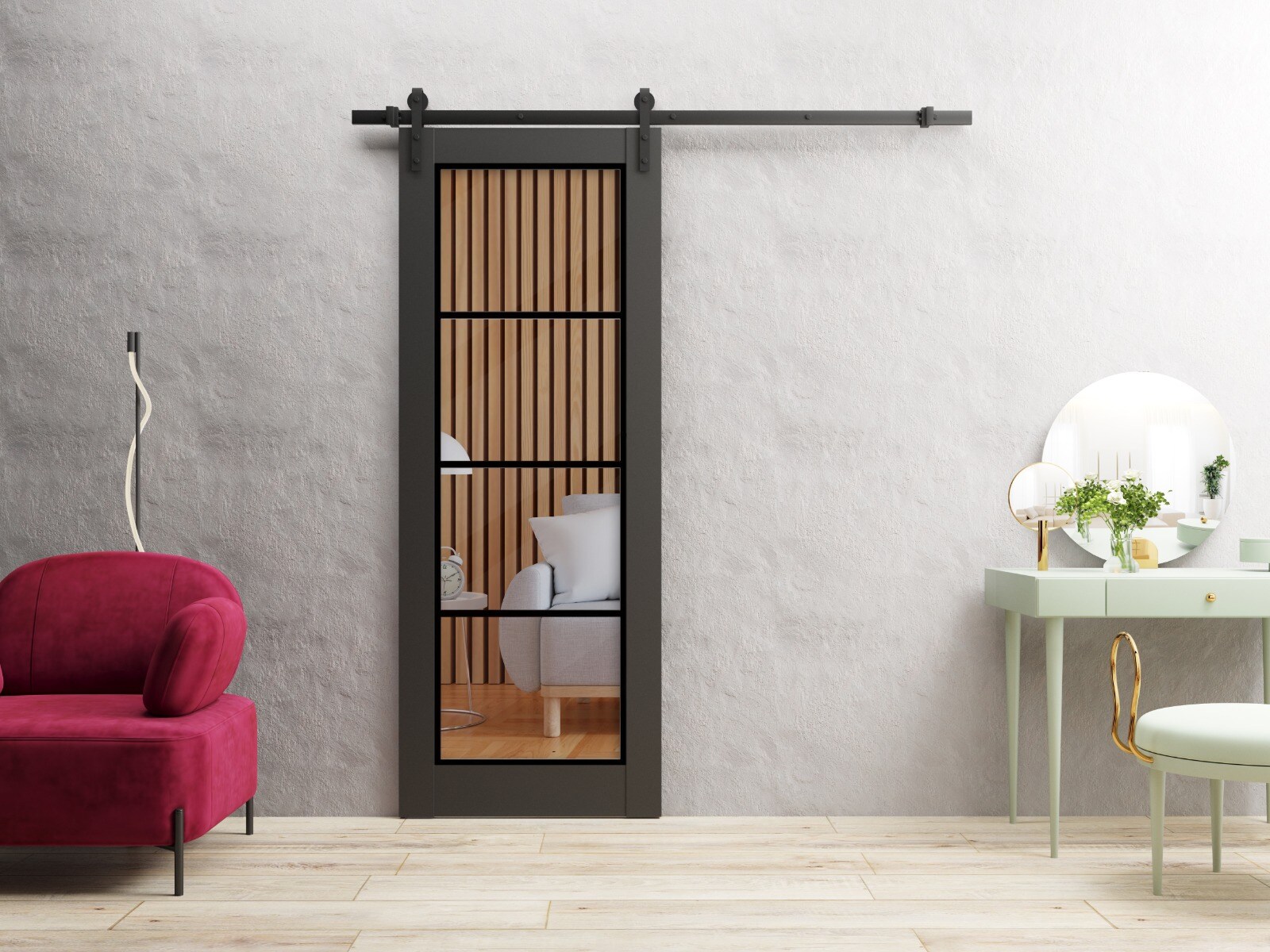 SARTODOORS Interior Barn Doors - Lucia 2466 Matte Black -24 x 96-Clear ...