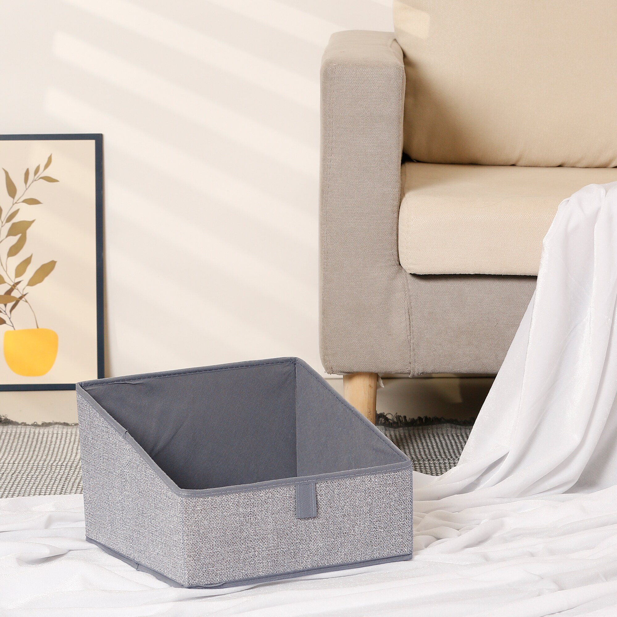 Unique Bargains Trapezoidal Storage Bin Cube with Handles for Shelves ...
