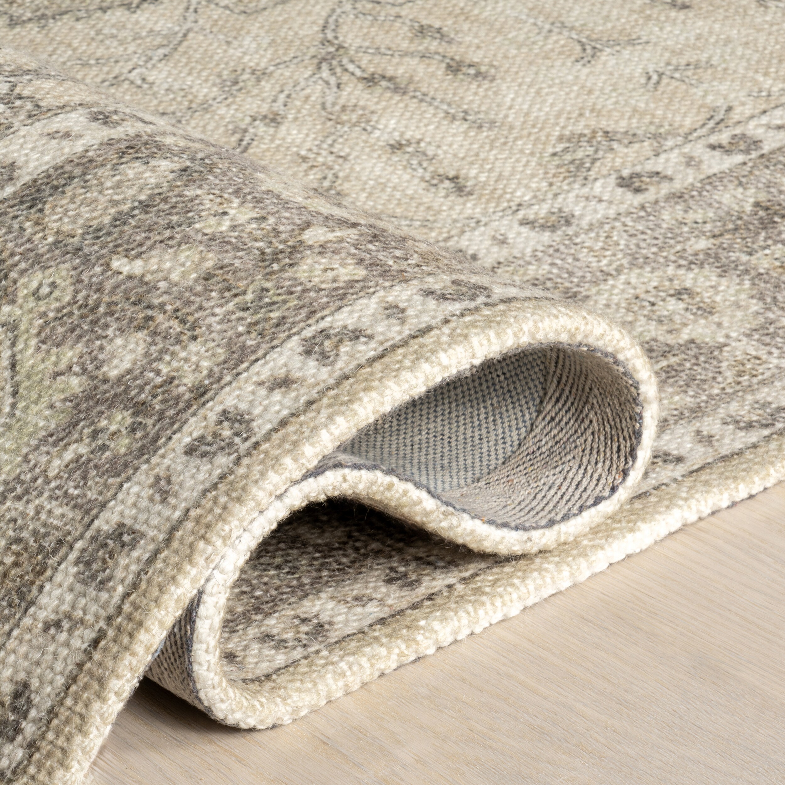 nuLOOM Spindle Medallion Wool and Cotton 9ft. x 12ft. Khaki Area Rug in ...
