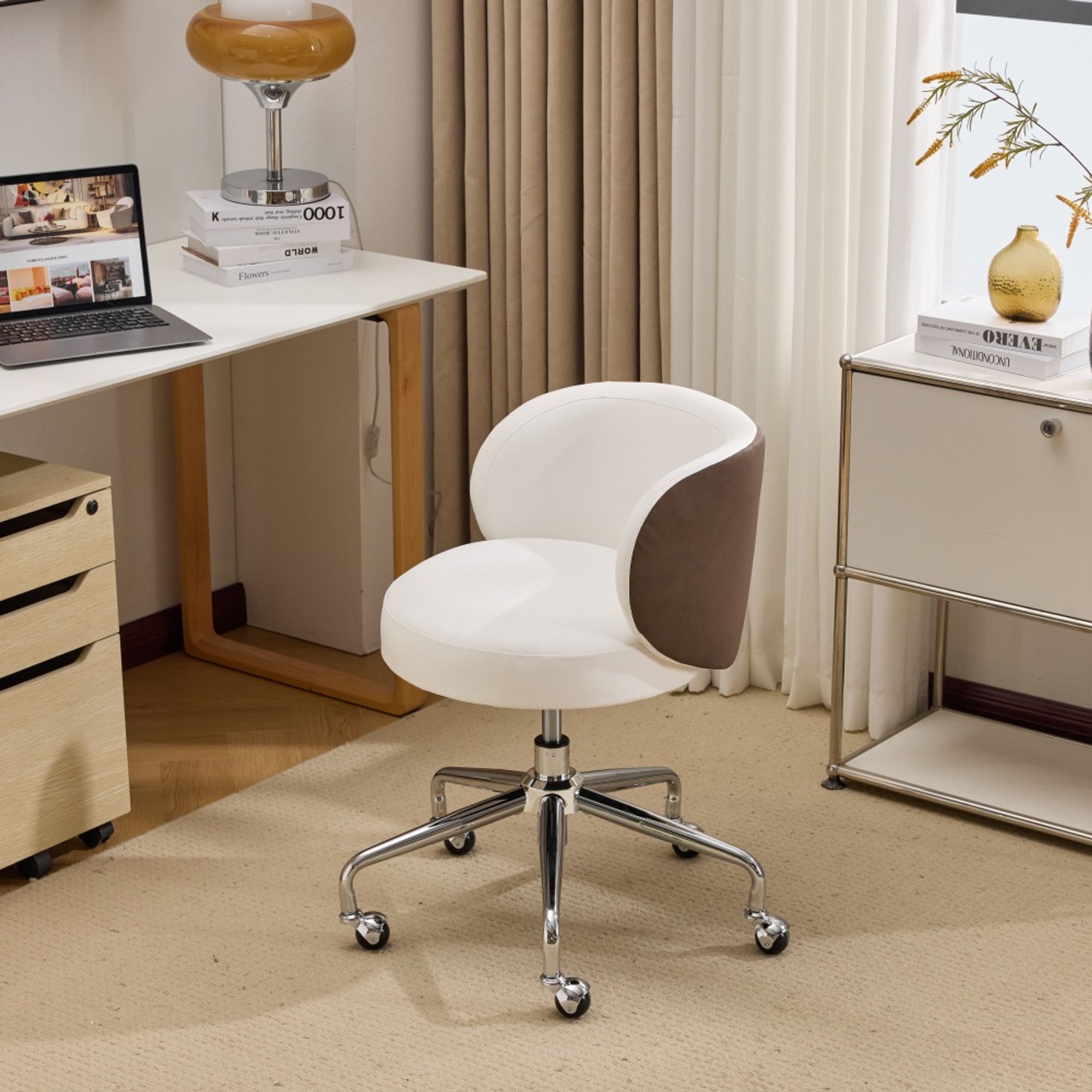 Winado Karl Home Modern PU Swivel Chair Armless Adjustable Rolling ...