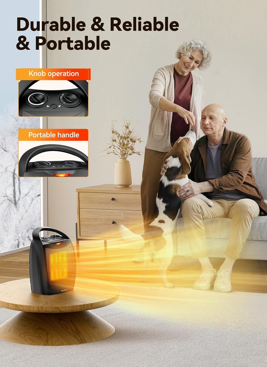 GiveBest Portable Electric Space Heater 1500W 750W Ceramic Heater with ...