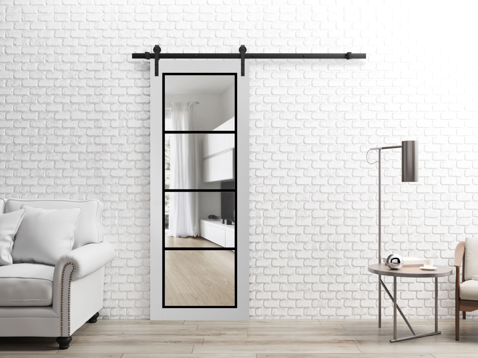 SARTODOORS Interior Barn Doors - Lucia 2466 White Silk -36 x 84-Clear ...