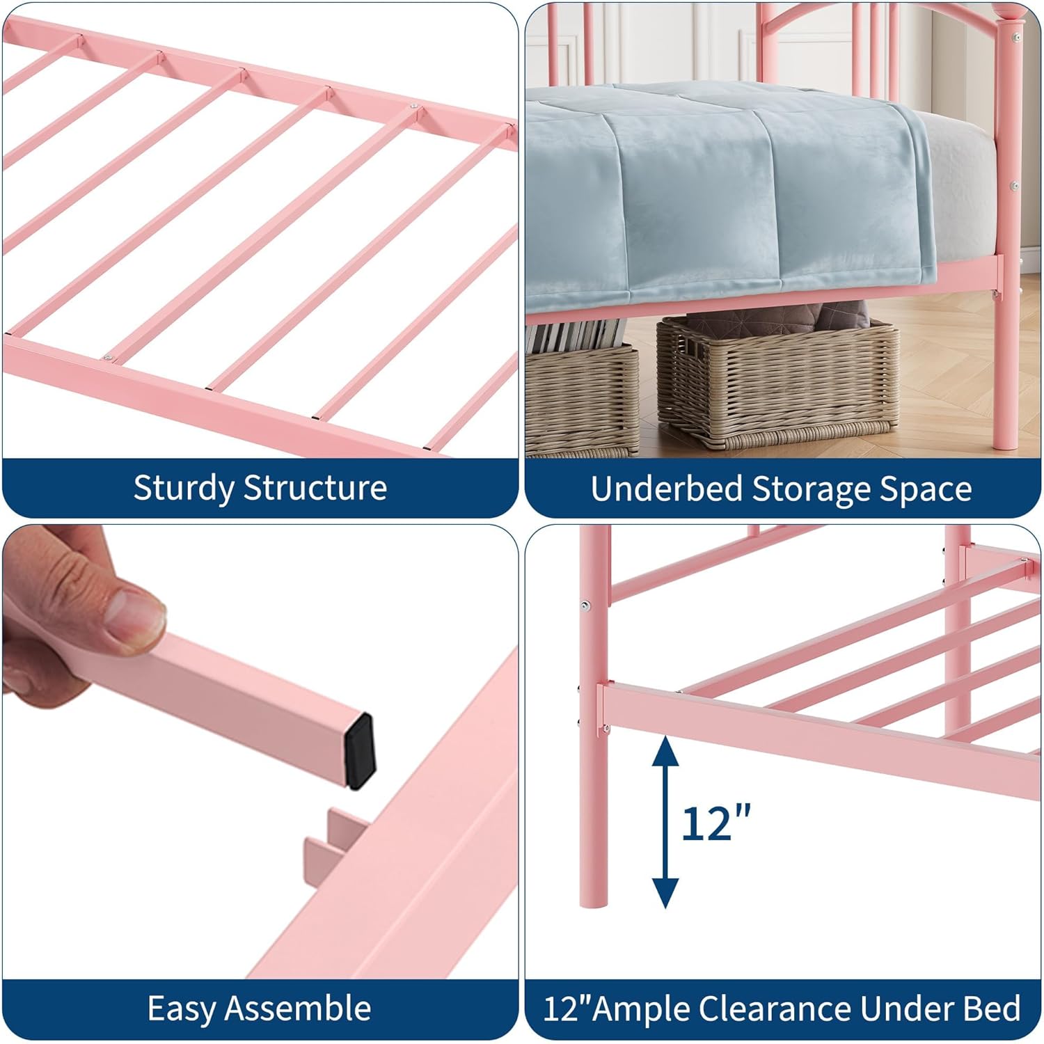 Garvee Twin Metal Daybed Metal Sofa Bed Frame with Arched Headboard ...