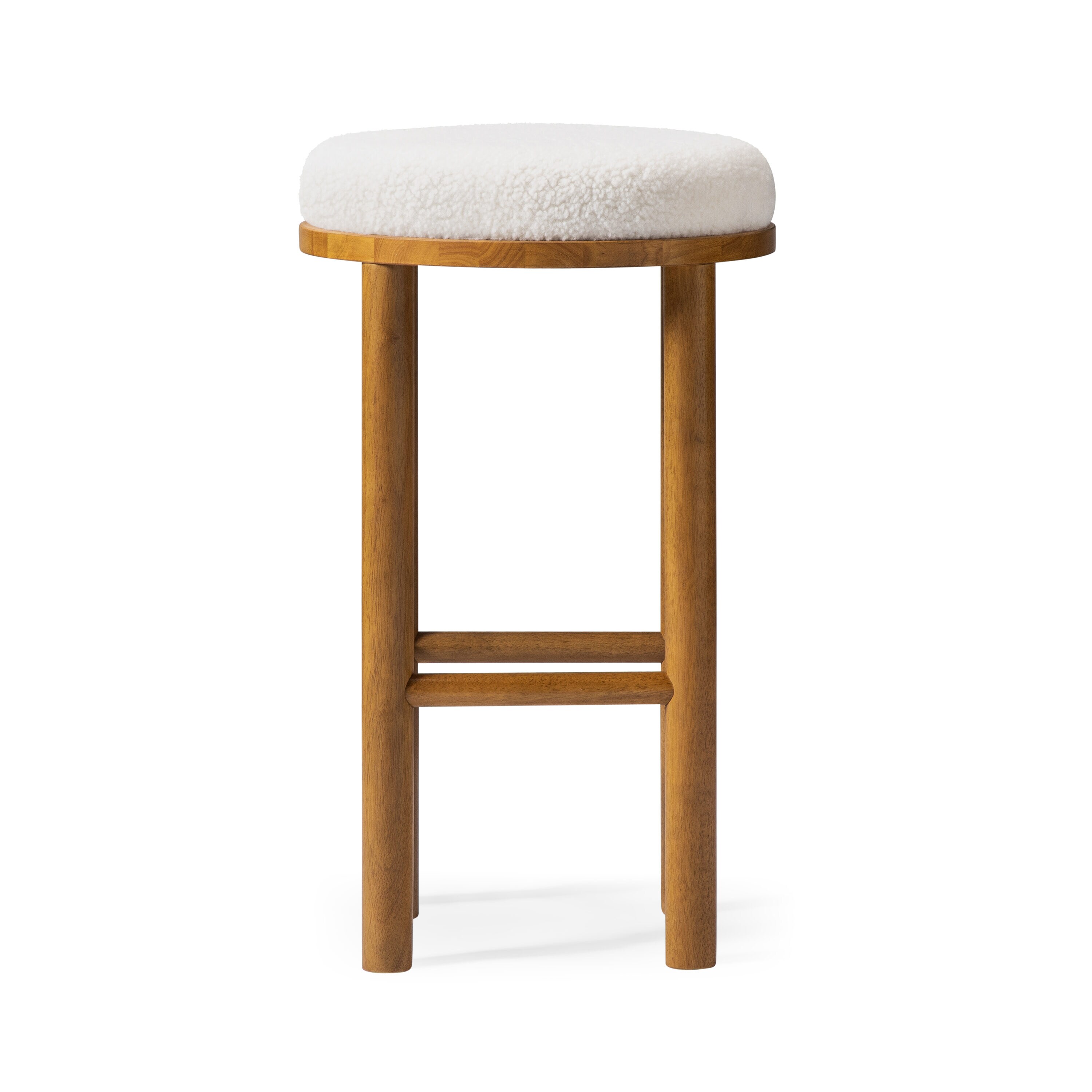 Maven Lane 31in Clara Bar Stool In Aged Natural Wood Finish With White ...