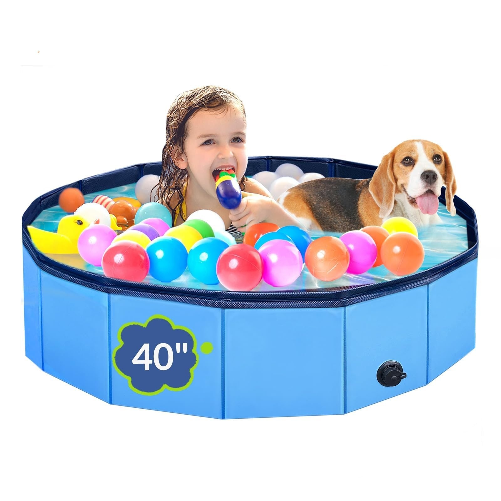 Justincity Foldable Dog Pool 40 Inch Hard Plastic Pet Swimming Pool Non ...