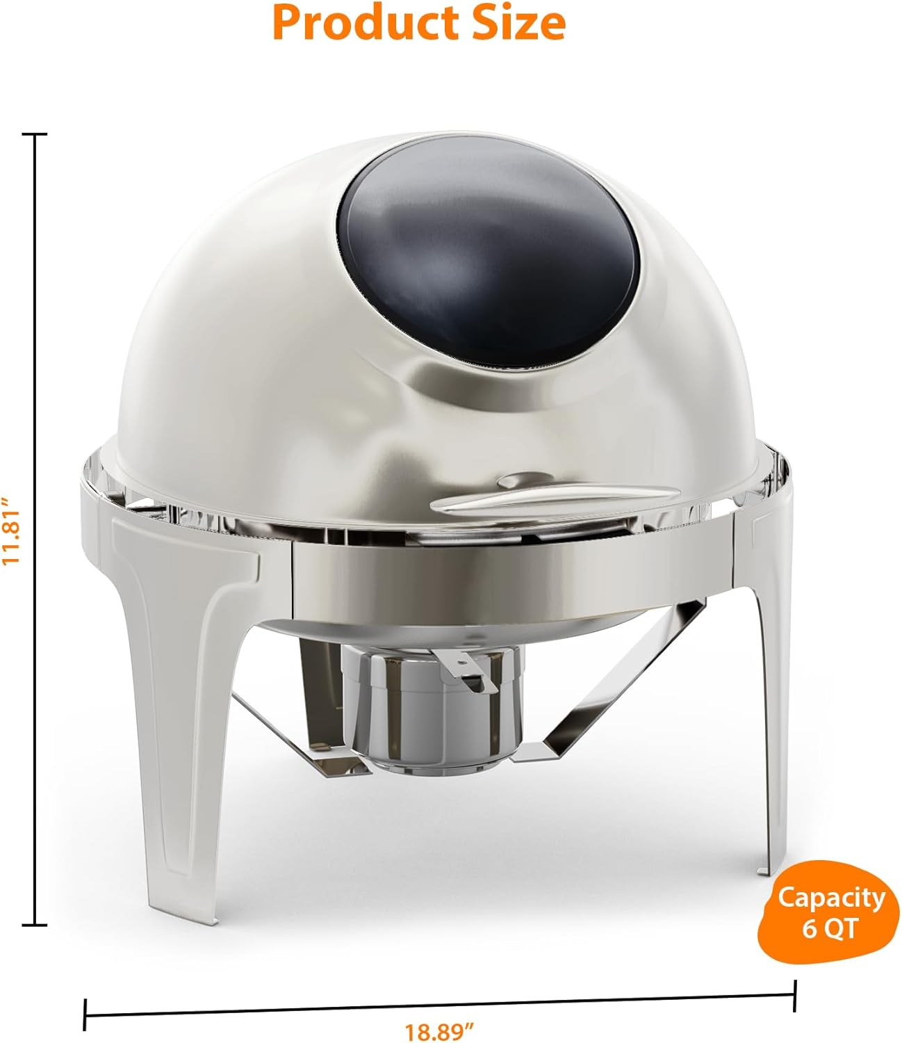 Garvee 6 Quart Round Roll Top Chafing Dish Buffet Set Stainless Steel ...
