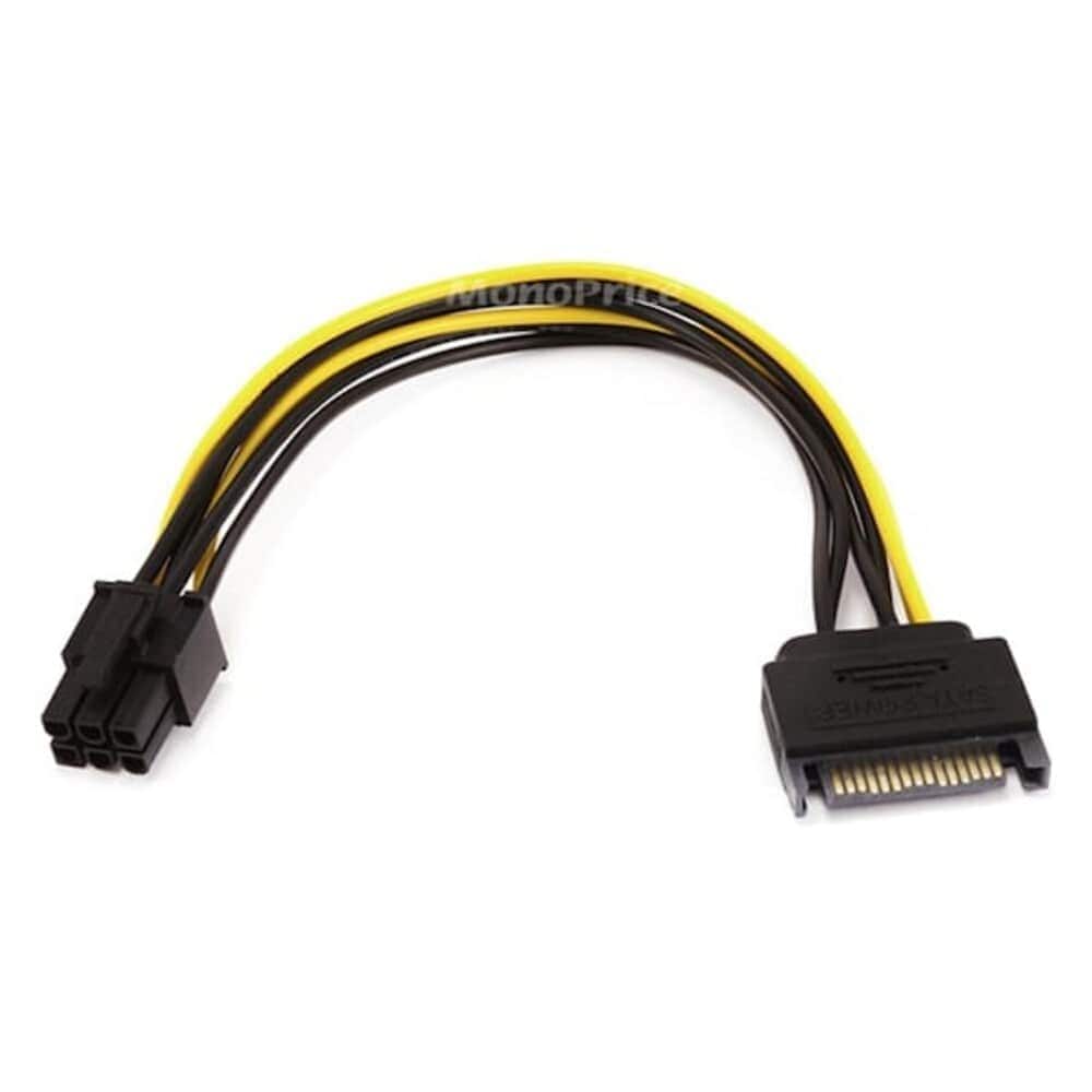 MONOPRICE 8 SATA 15 pin to 6 pin PCI Express Card Power Cable 8494 in ...