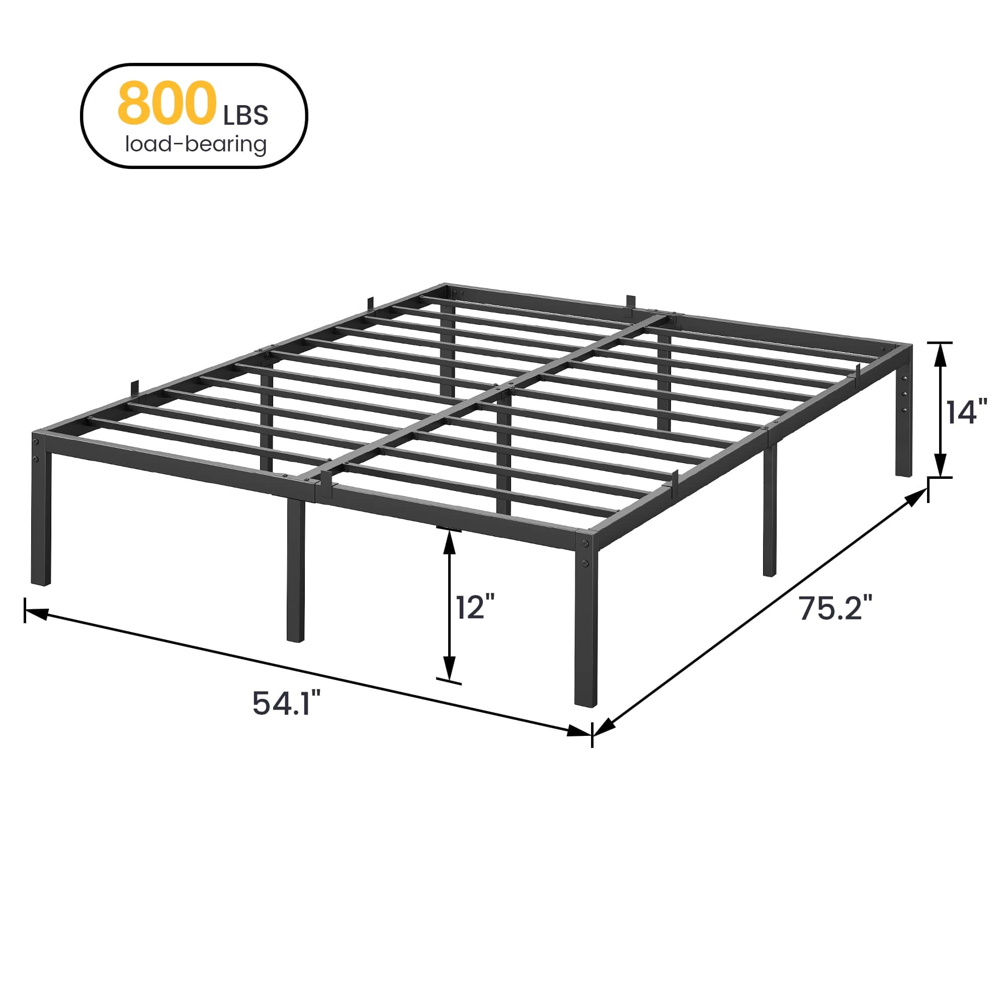 Garvee Queen Size Metal Bed Frame - 14inch High Profile Black at Lowes.com