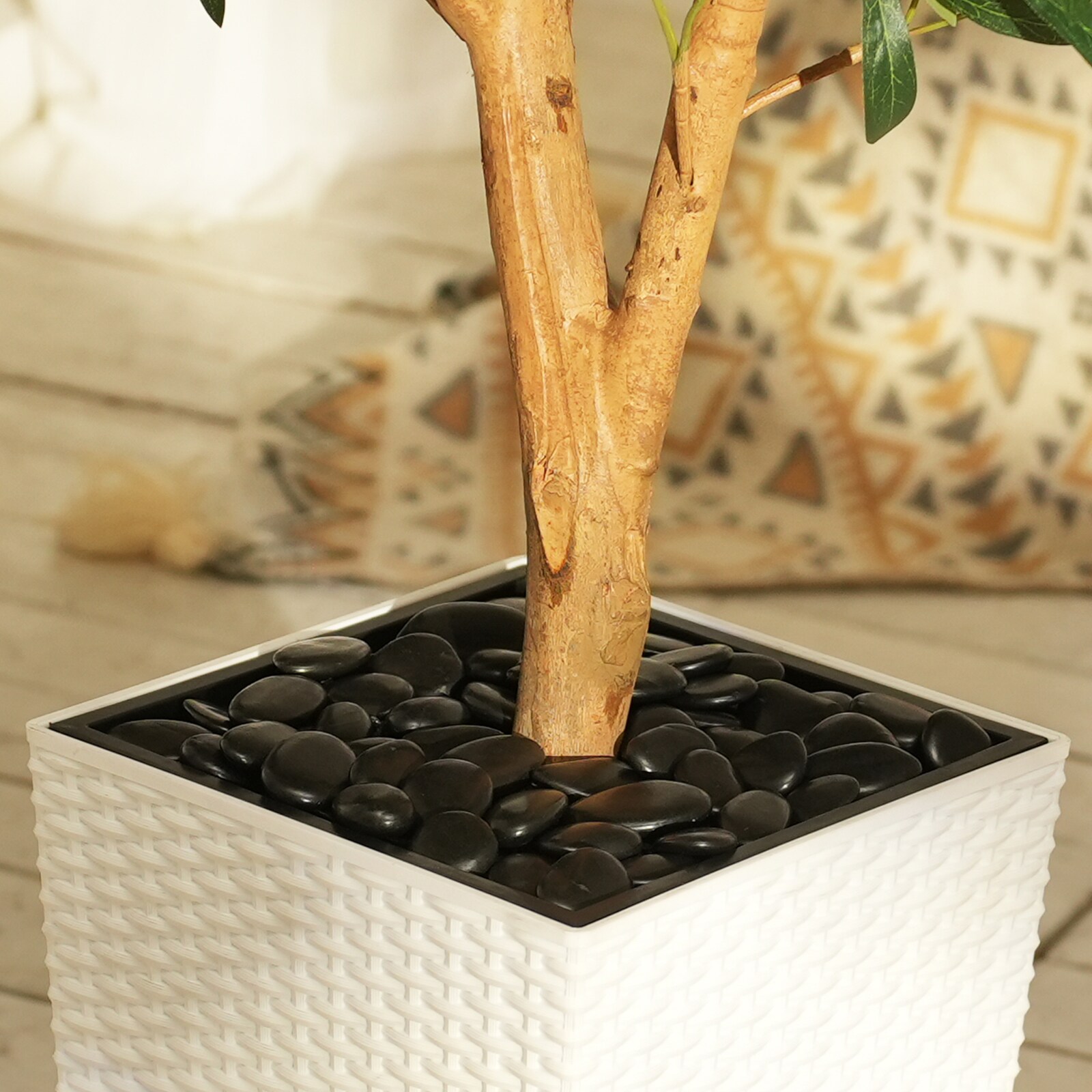 VeriNatural 72-in Green Indoor Floor Olive Artificial Tree Faux Olive ...