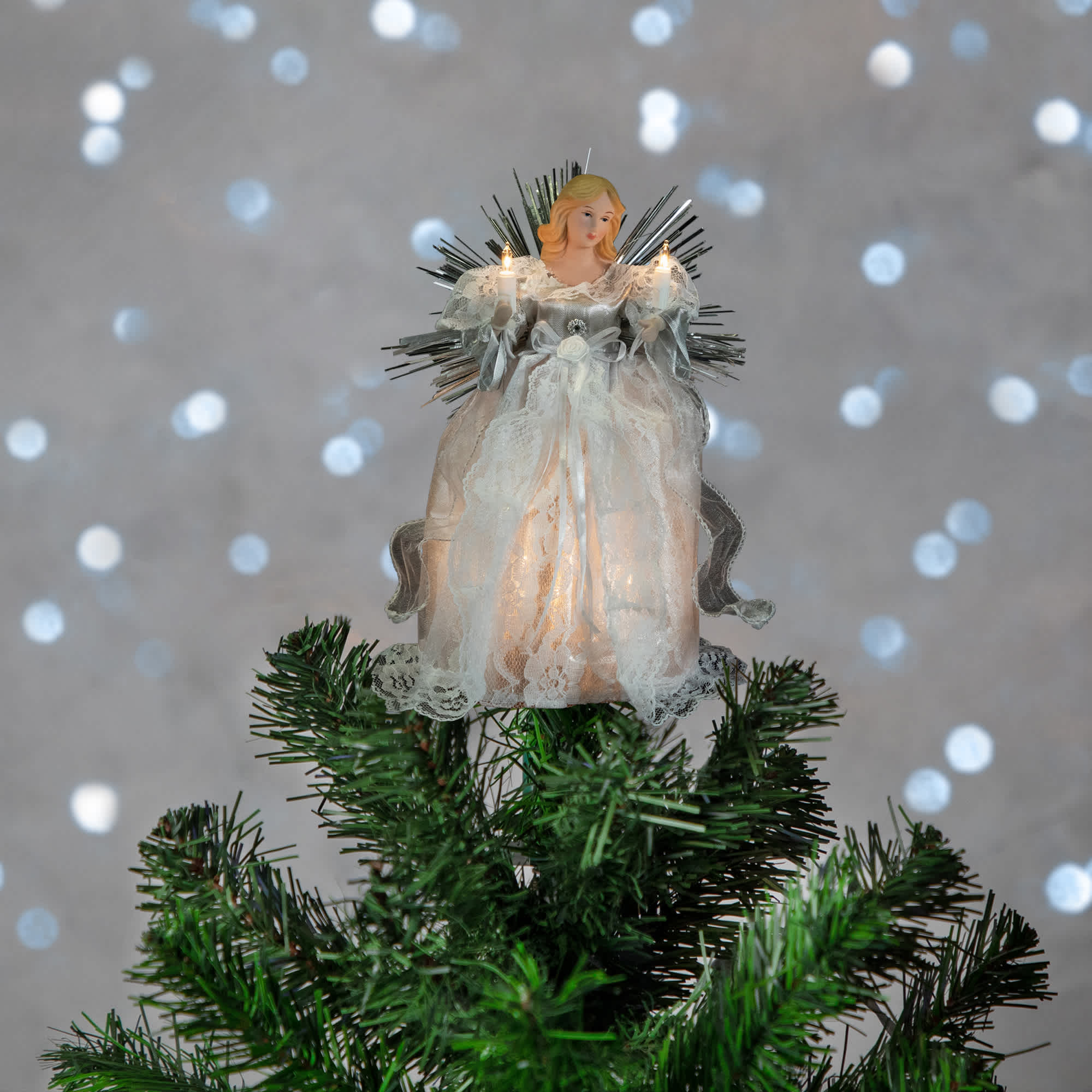 Northlight Lighted Angel with Candle Christmas Tree Topper - 10.5 ...