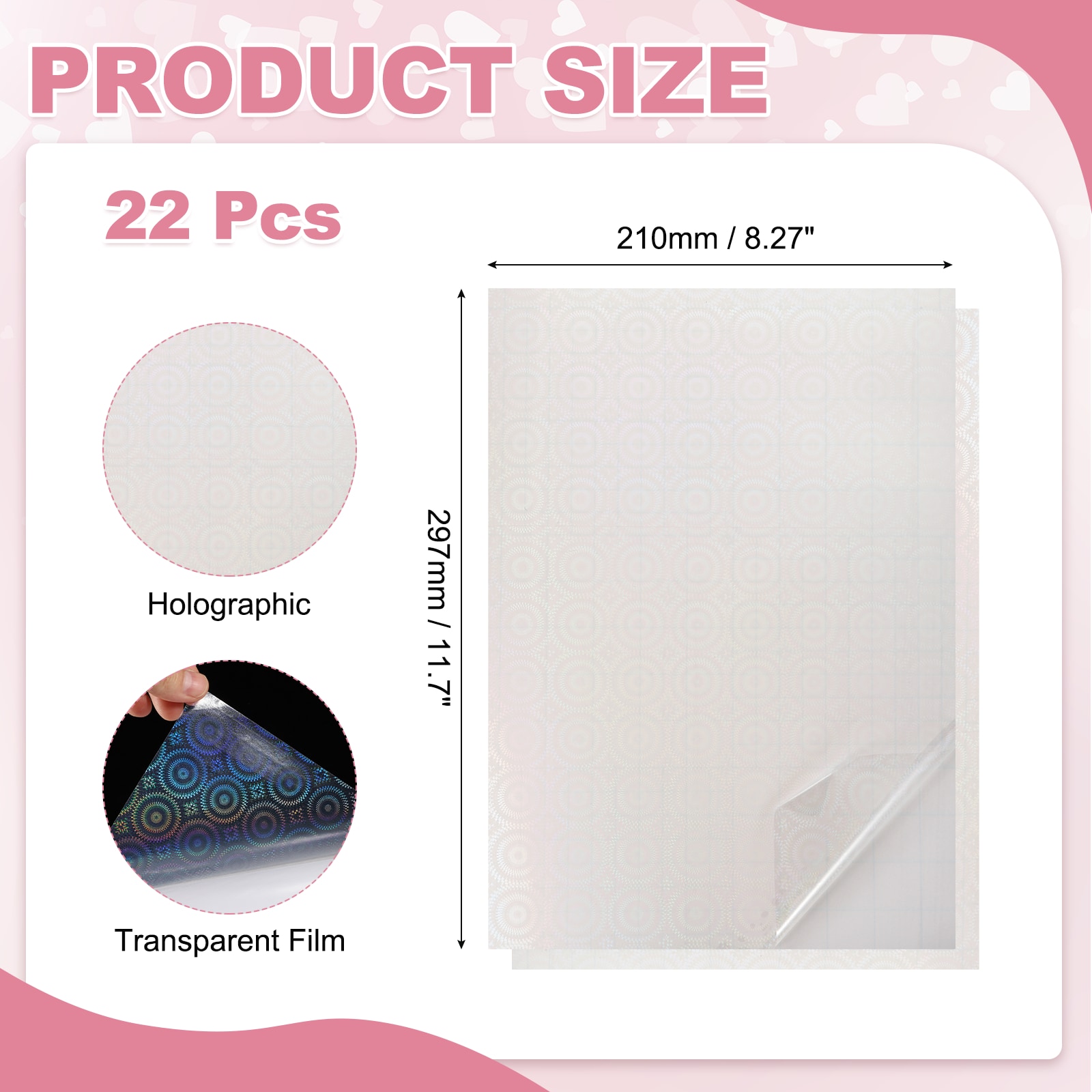 Unique Bargains 22 Sheets Holographic Sticker Paper 8.3inch x 11.7inch ...