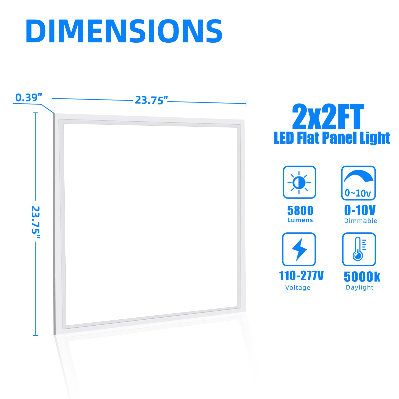 Bieuoram 2 Pack 2x2 LED Flat Panel Light 5800LM 5000K 0-10V Dimmable ...