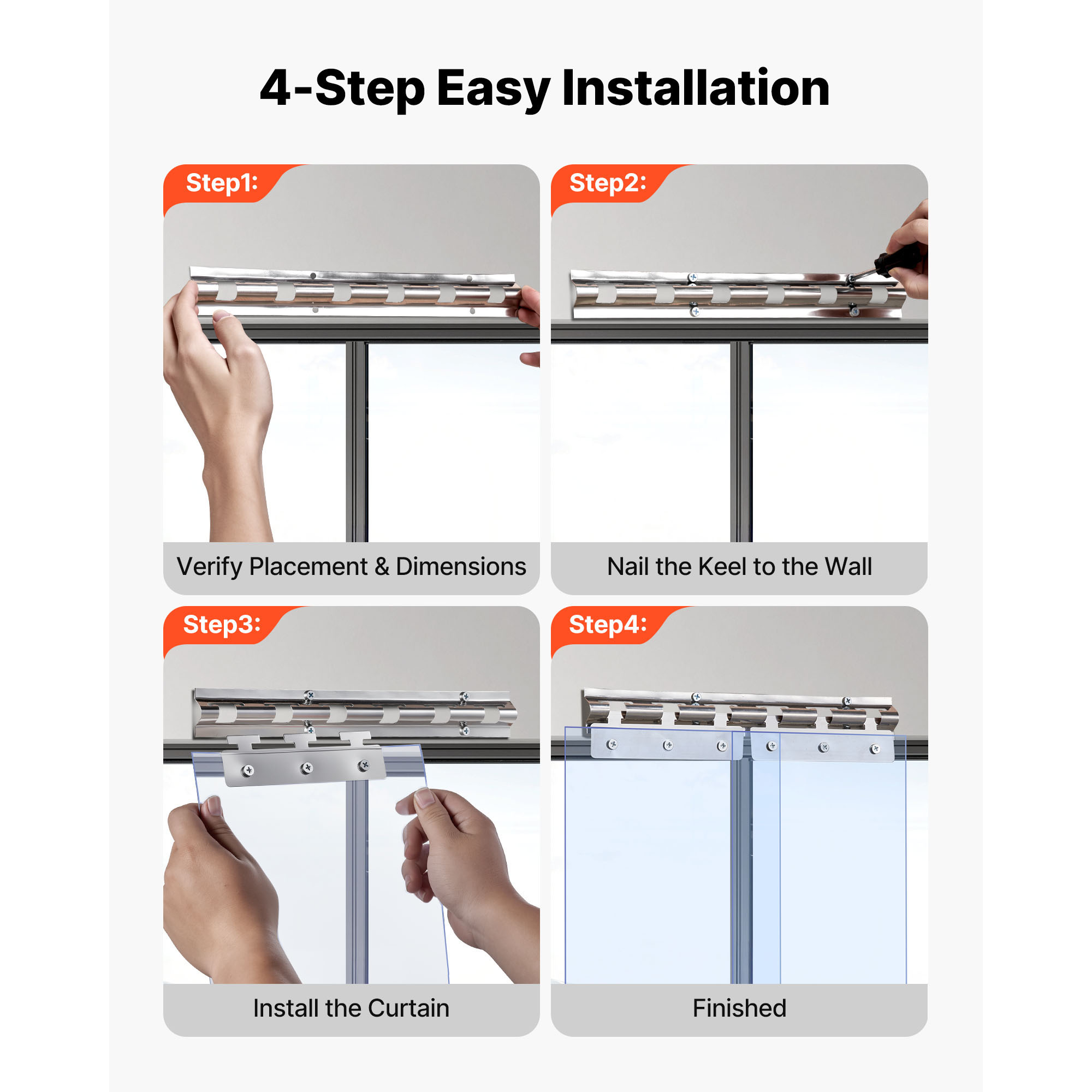 GIVIMO PVC Freezer Door Curtain 84-in H x 36-in W 6-pc Clear Strip ...