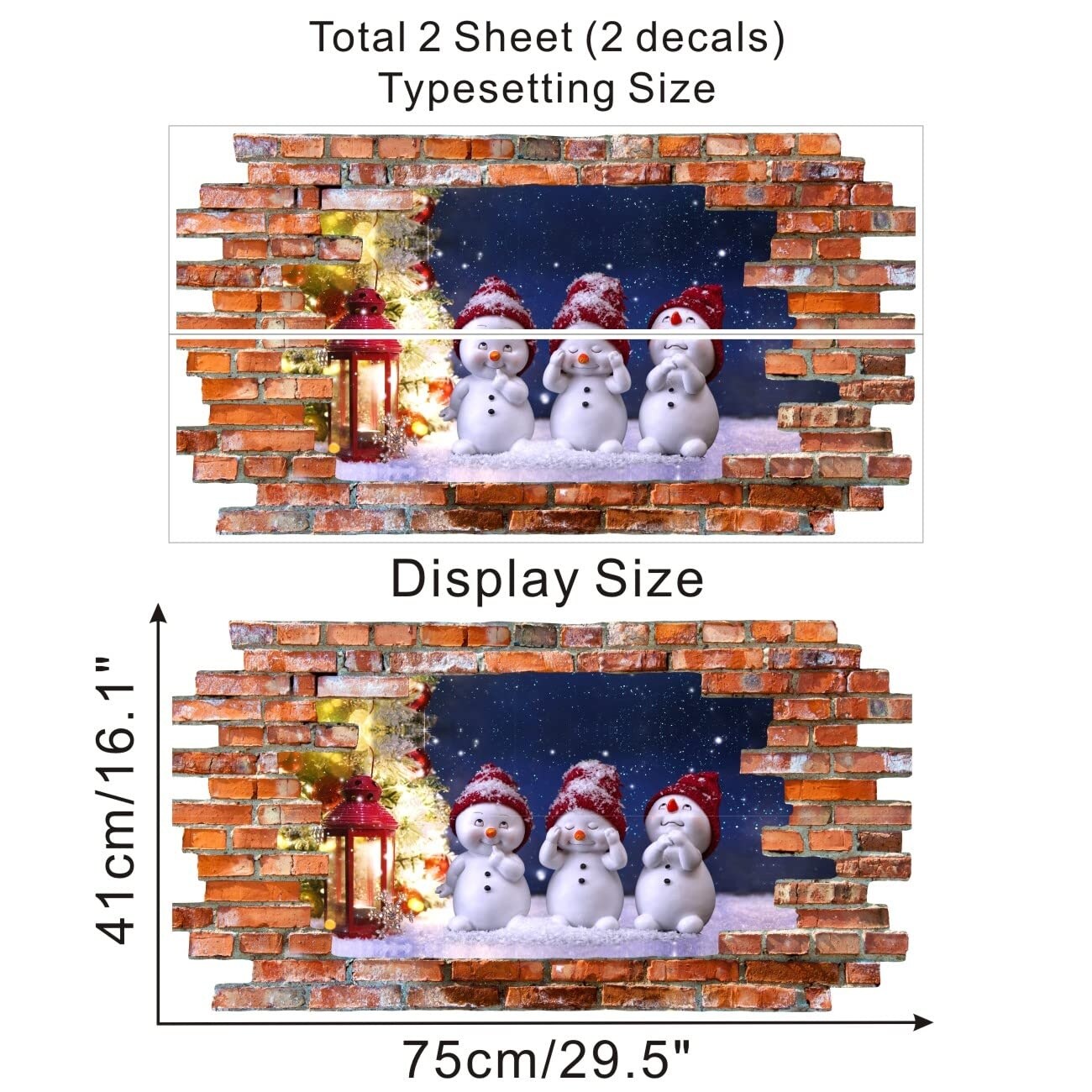 LAIFUCAM 3D Christmas Wall Decals 1 Set Snowman and Elk Removable ...