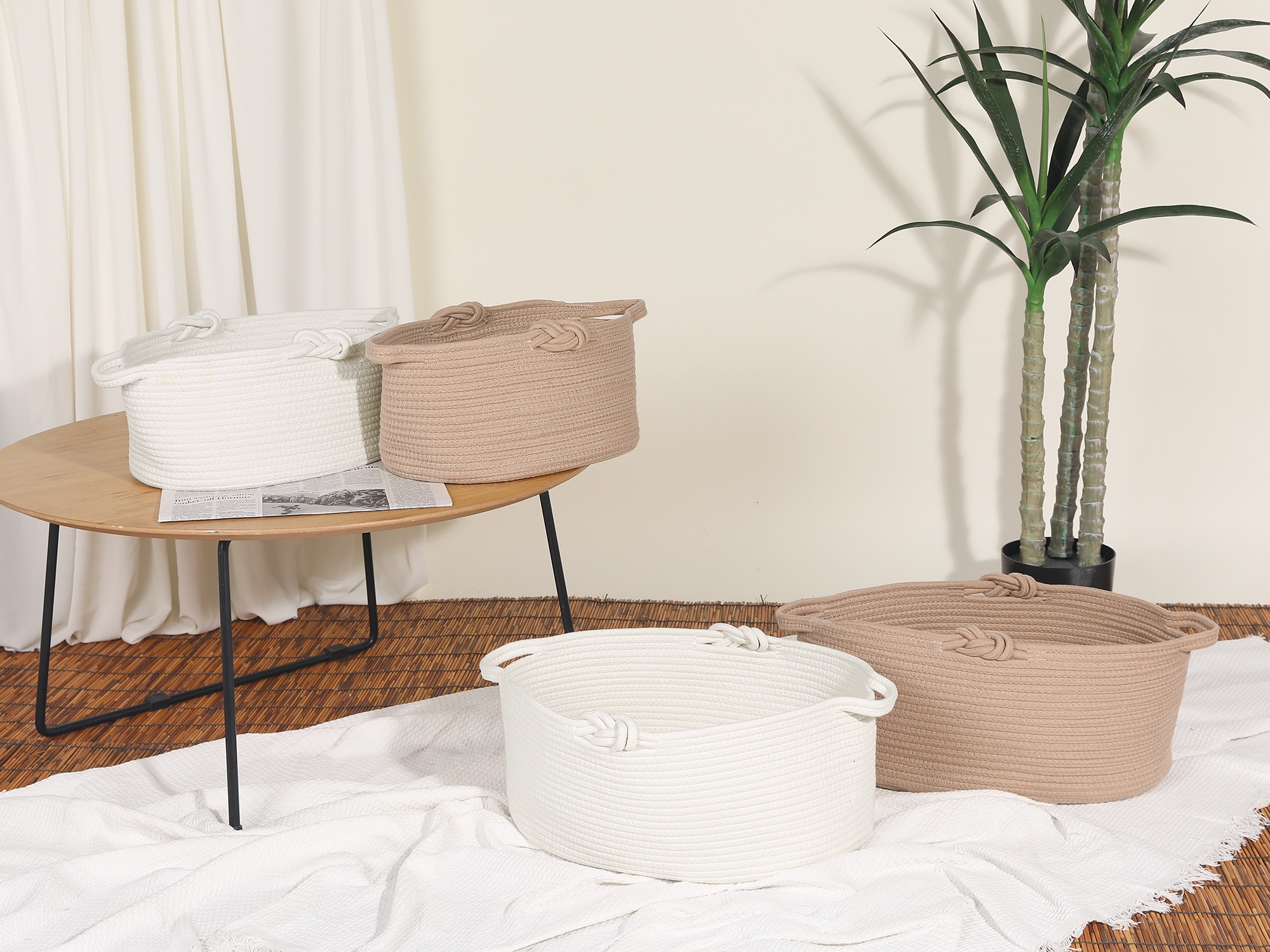 Unique Bargains 1 Pack Woven Storage Basket Bin with Handle for ...