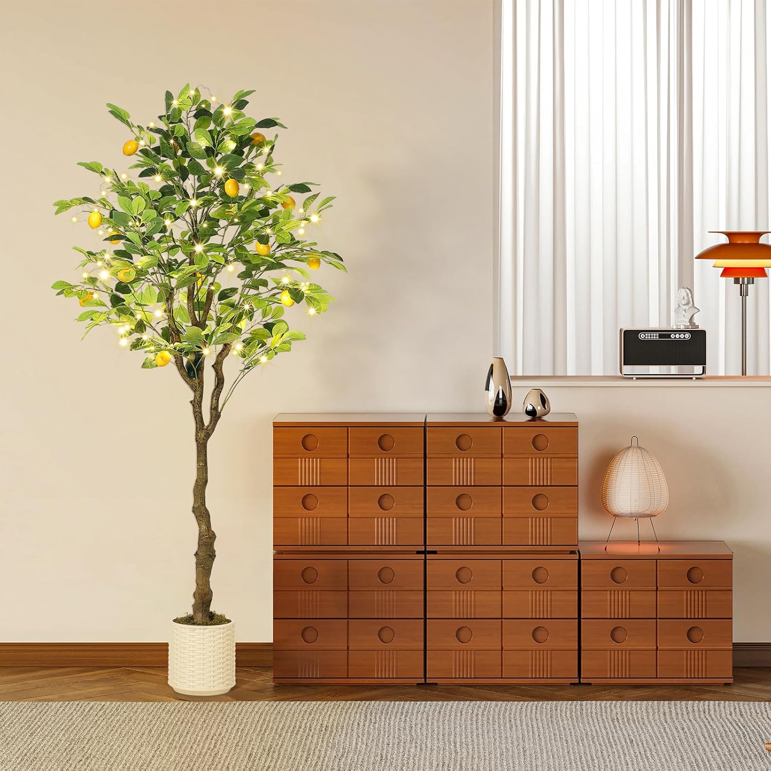 Garvee 5 ft Artificial Lemon Tree Pre Potted With Realistic Fruits 50 ...