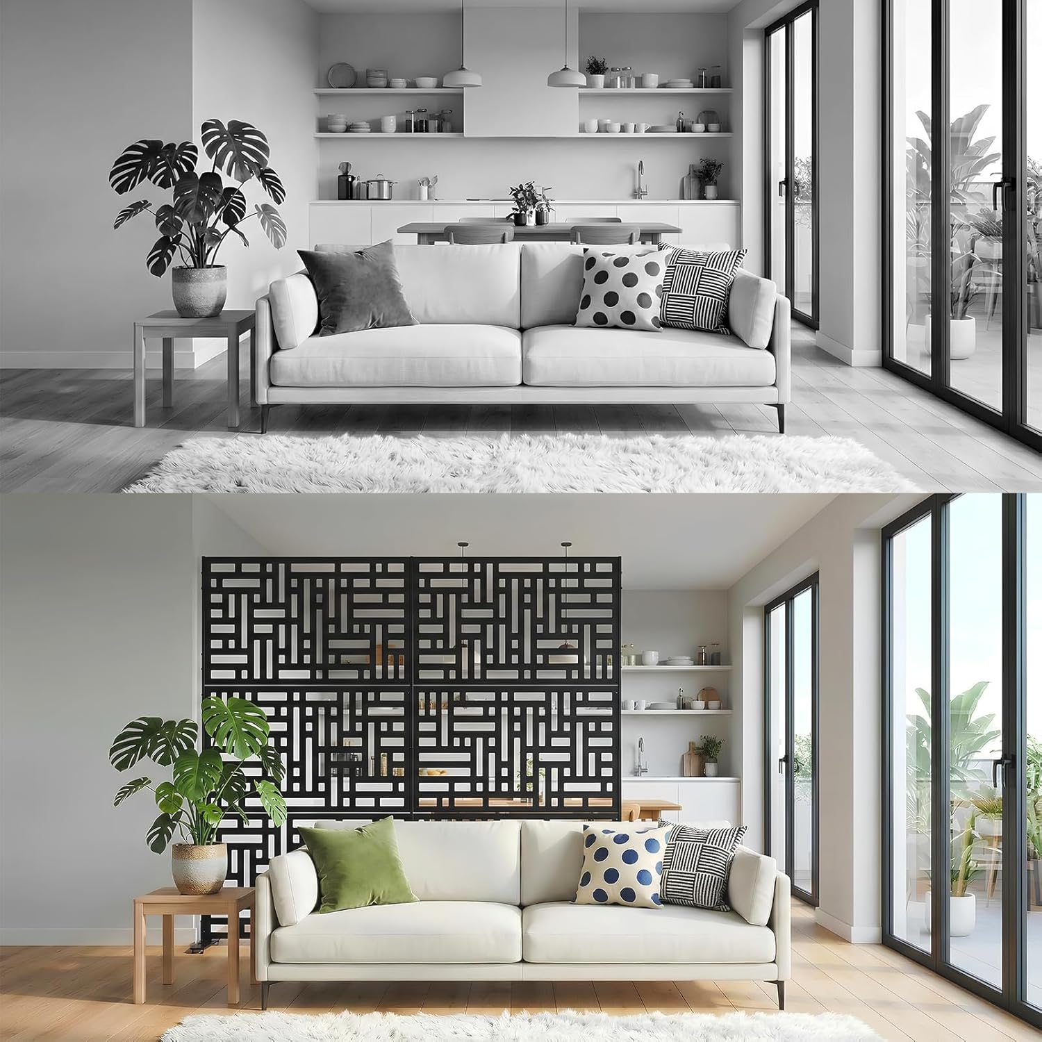GarveeLife Decorative Metal Privacy Screen 70inch Metal Outdoor Privacy ...
