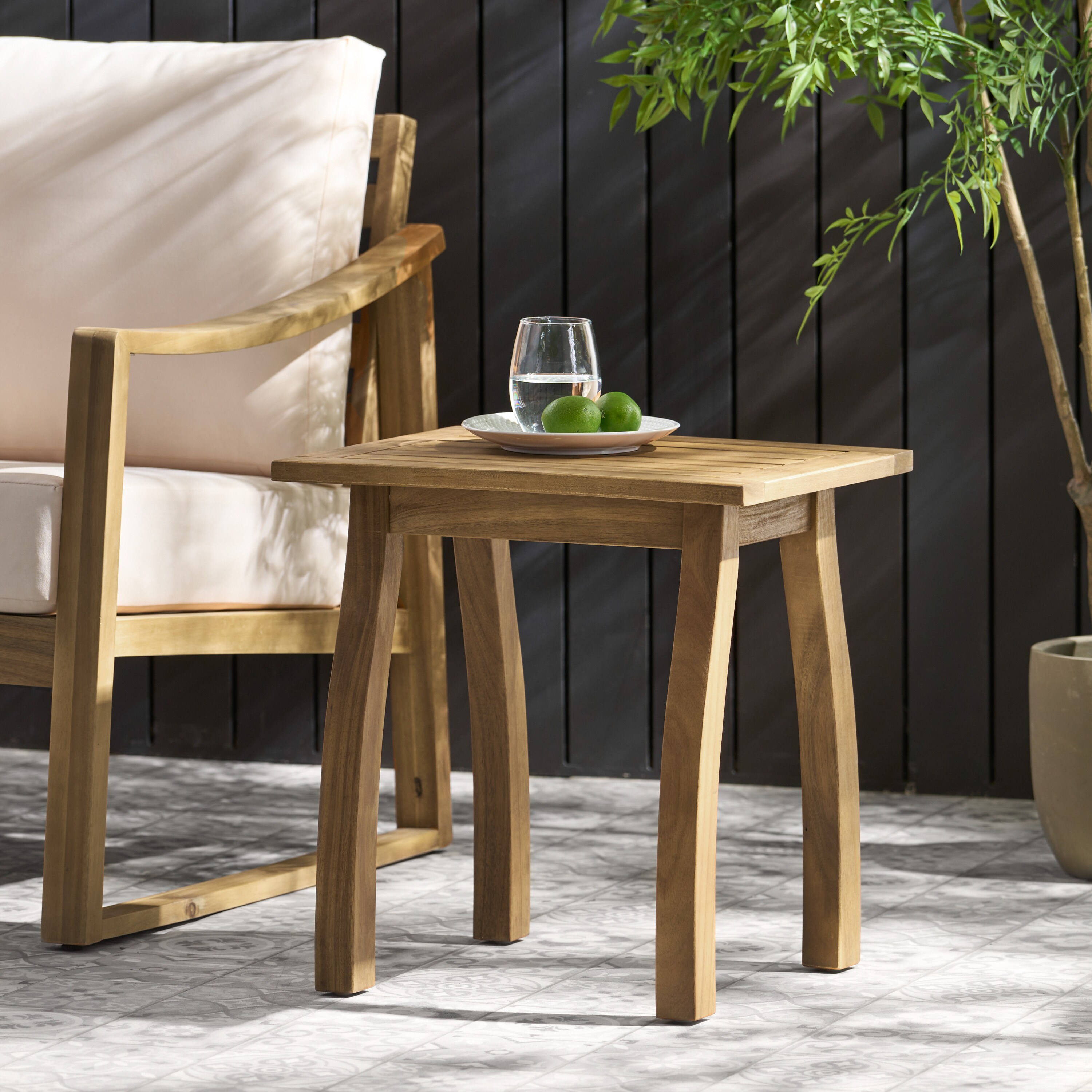 Christopher Knight Home Selma Patio Side Table Acacia Wood Weather ...