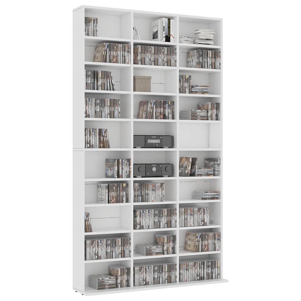 vidaXL CD Cabinet White Engineered wood 40.2 x 6.3 x 69.9 in CD Cabinet ...