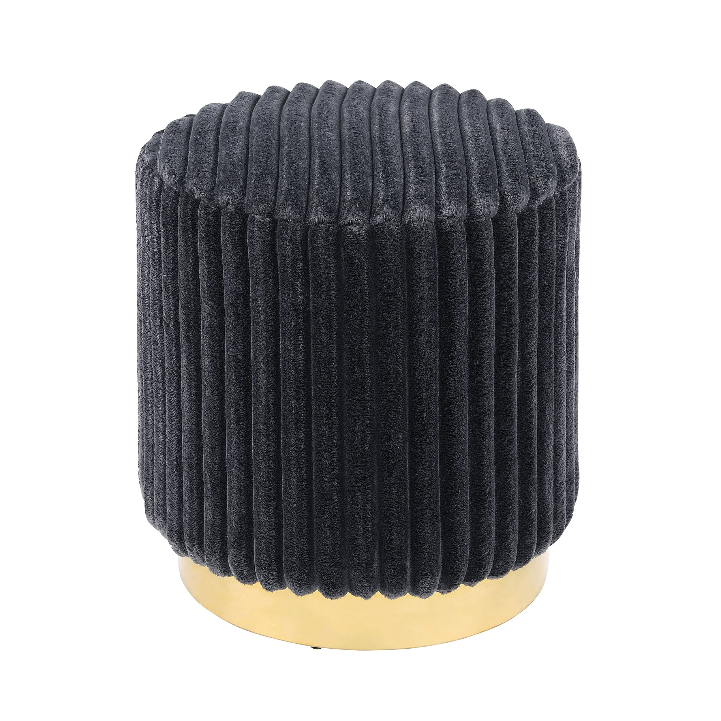 Furniture of America Stiltz Glam Dark Gray Round Ottoman in the ...