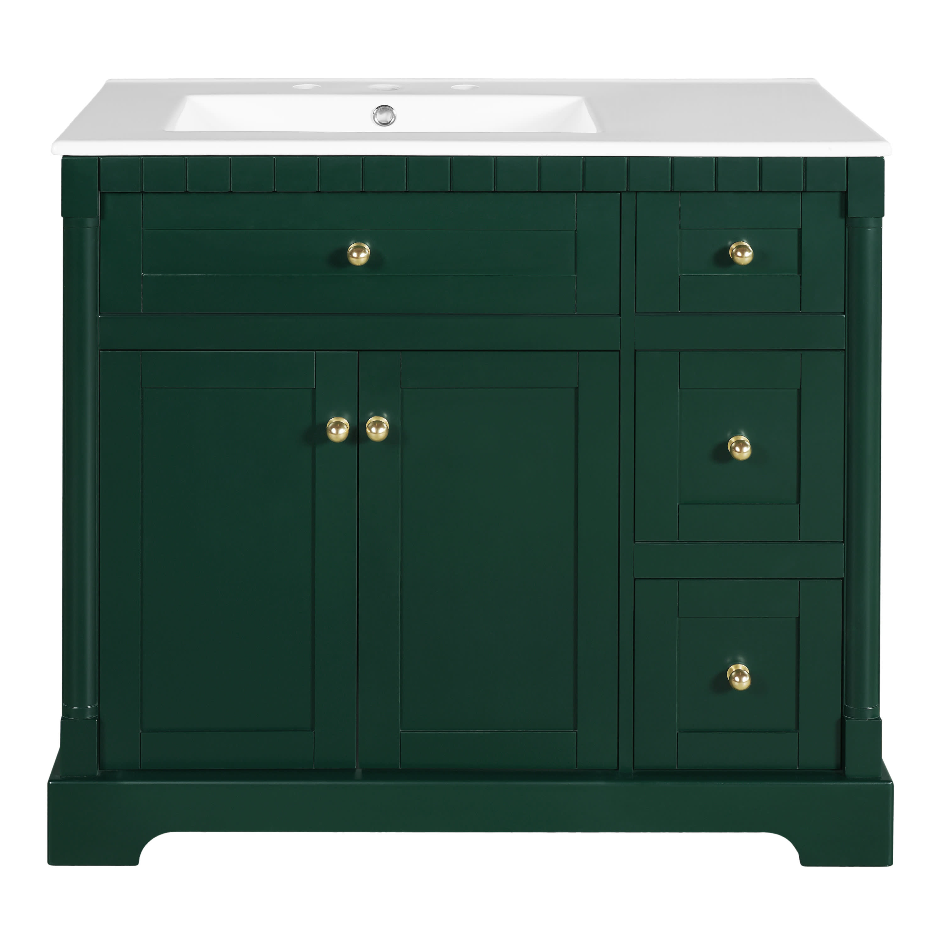 Vynxaria 36 inch Rich Green Modern Freestanding Single Sink Bath Vanity ...
