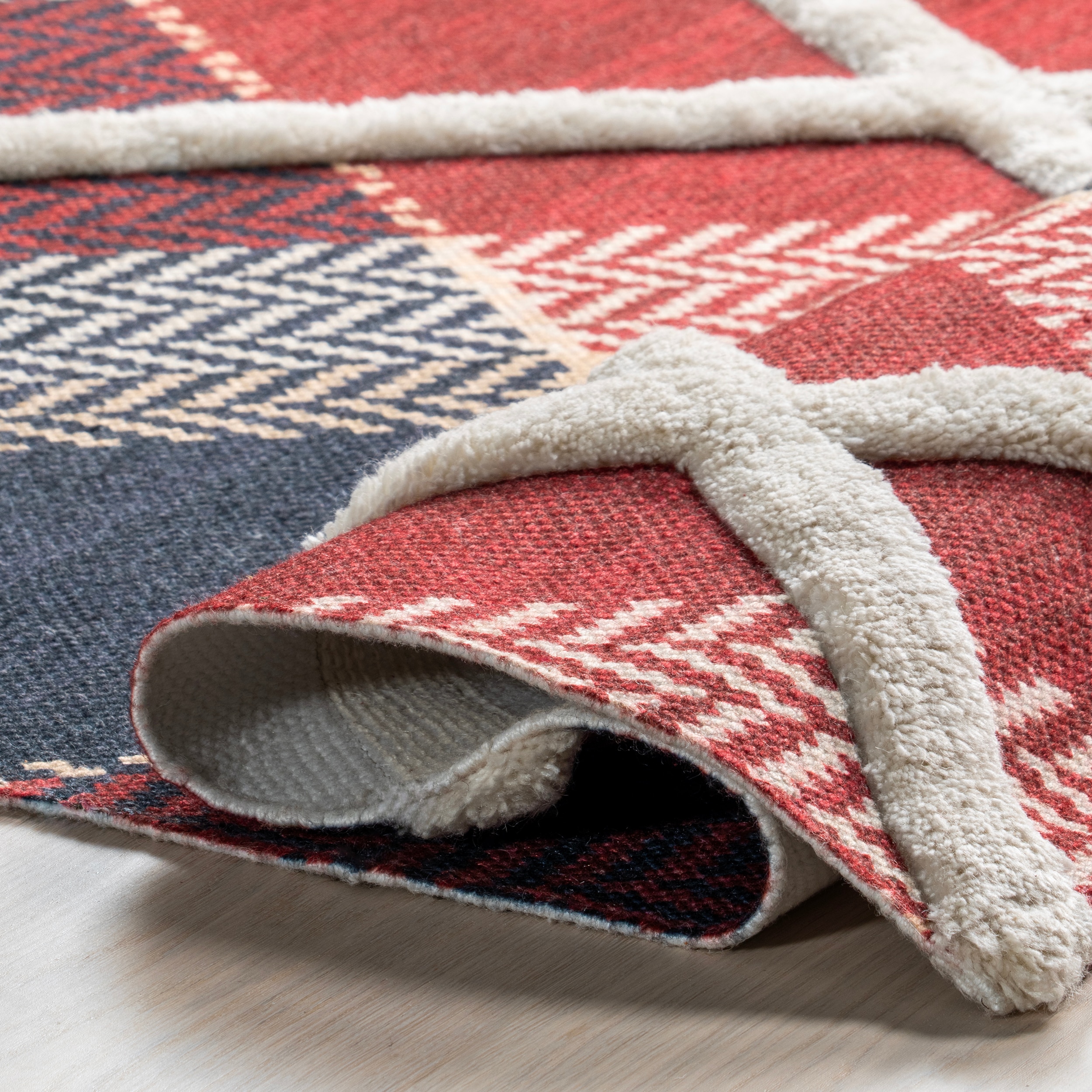 nuLOOM Anastasia High-Low Plaid 9ft. x 12ft. Red Area Rug in the Rugs ...