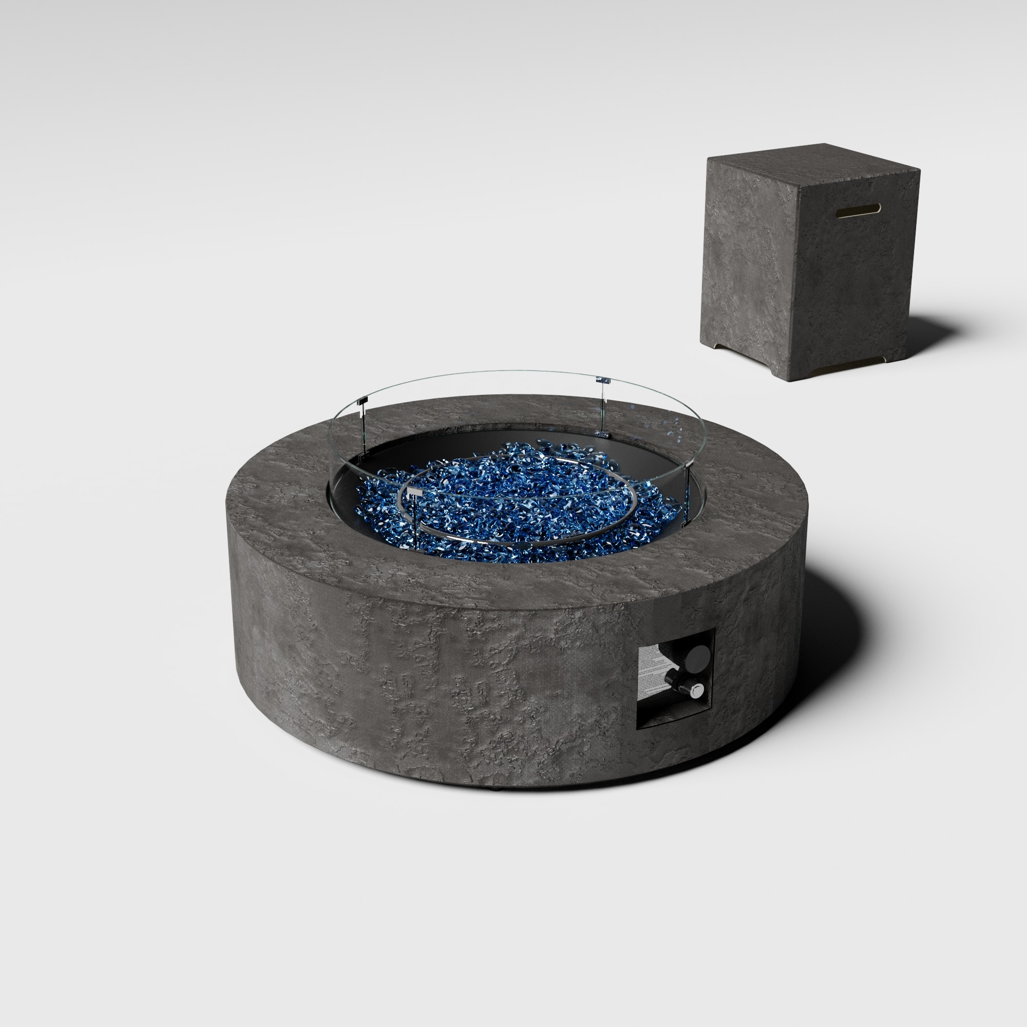 UPHA Concrete Propane Fire Pit Table 42-in W 50000 Maximum BTUs ...
