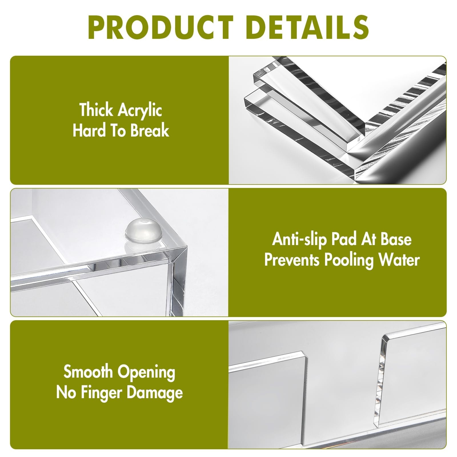 Phewnyzo Acrylic Guest Towel Holder Tray Clear Rectangular Bathroom ...