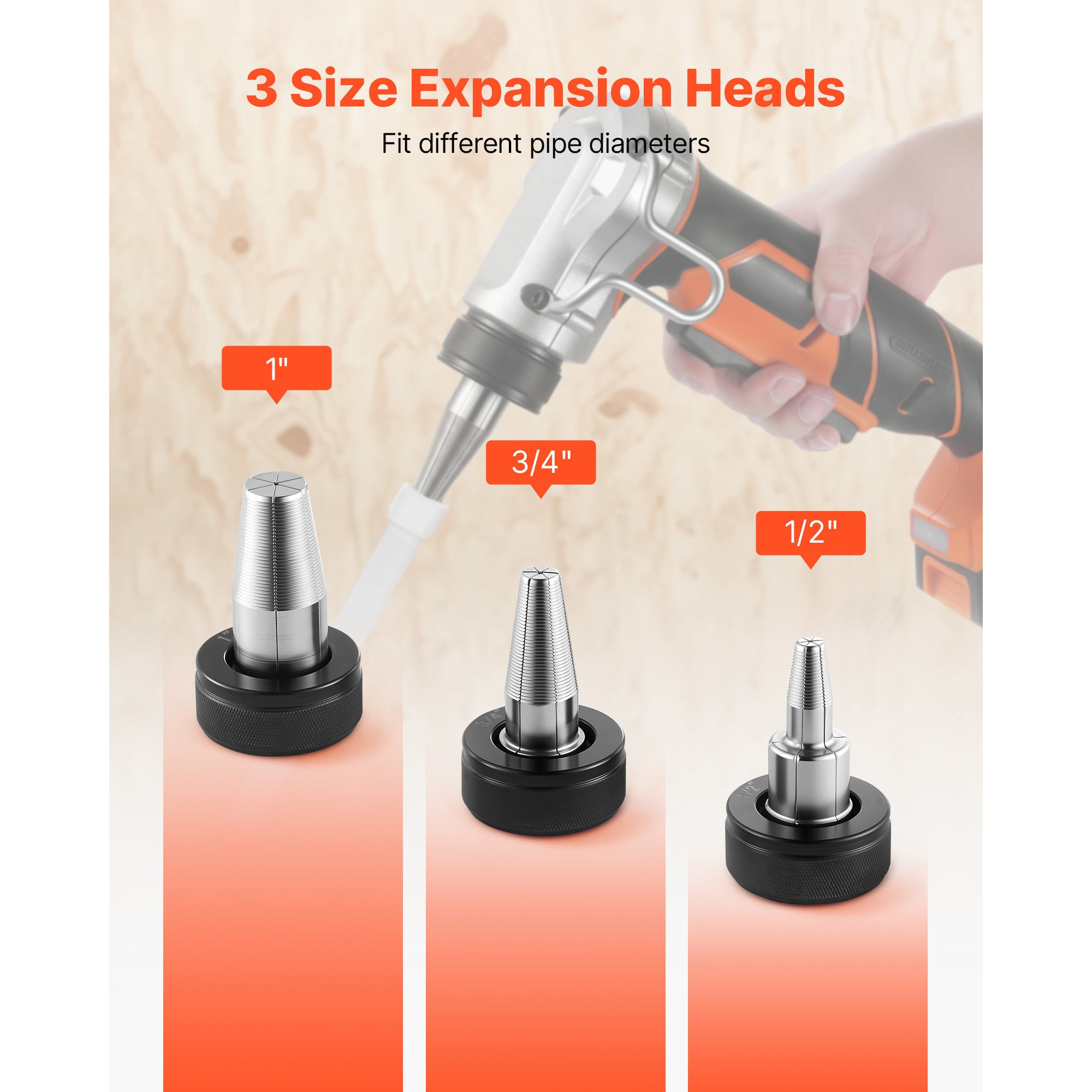 VEVOR Cordless Tube Expander 20V Max Electric Tubing Expansion Tool for ...