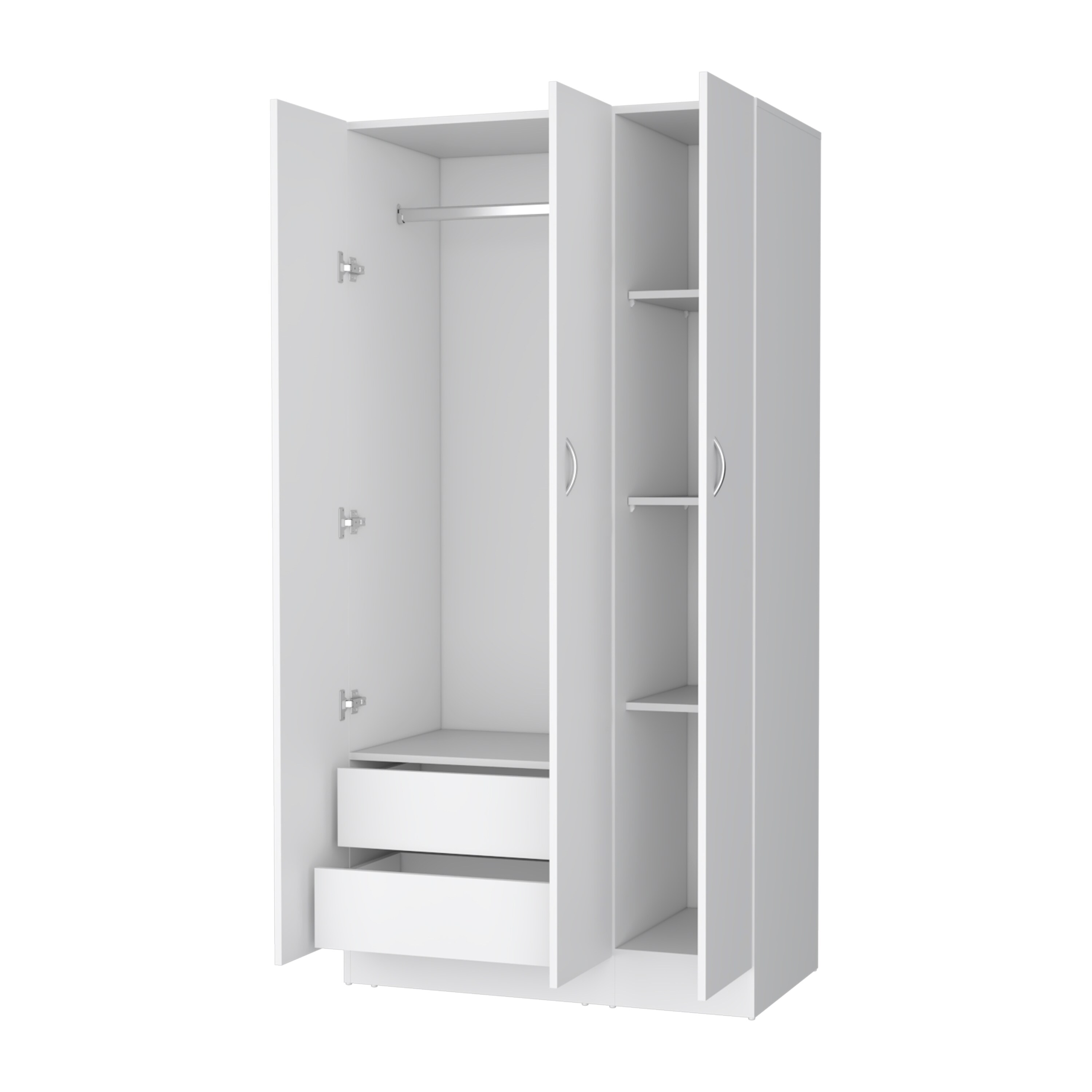 LUXEYARD Casper Wardrobe 3 Doors 2 Drawers Hanging Rod in the Dressers ...