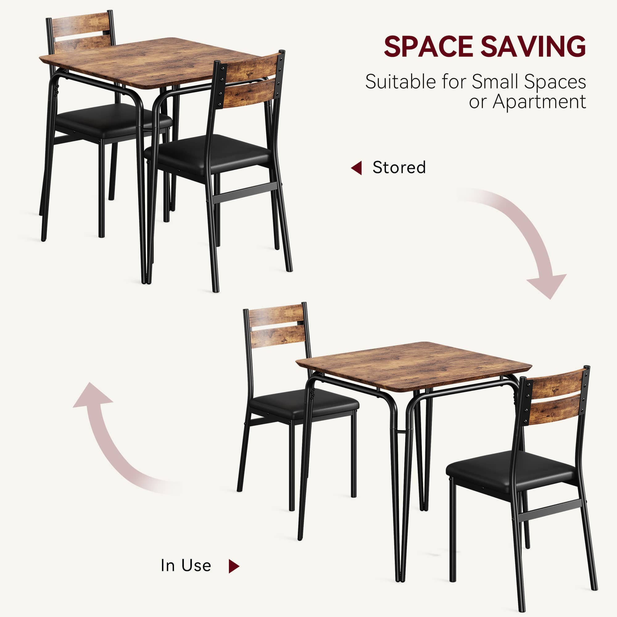 IdealHouse 3 Piece Kitchen Space And Dining Area Room Sets For 2 With ...