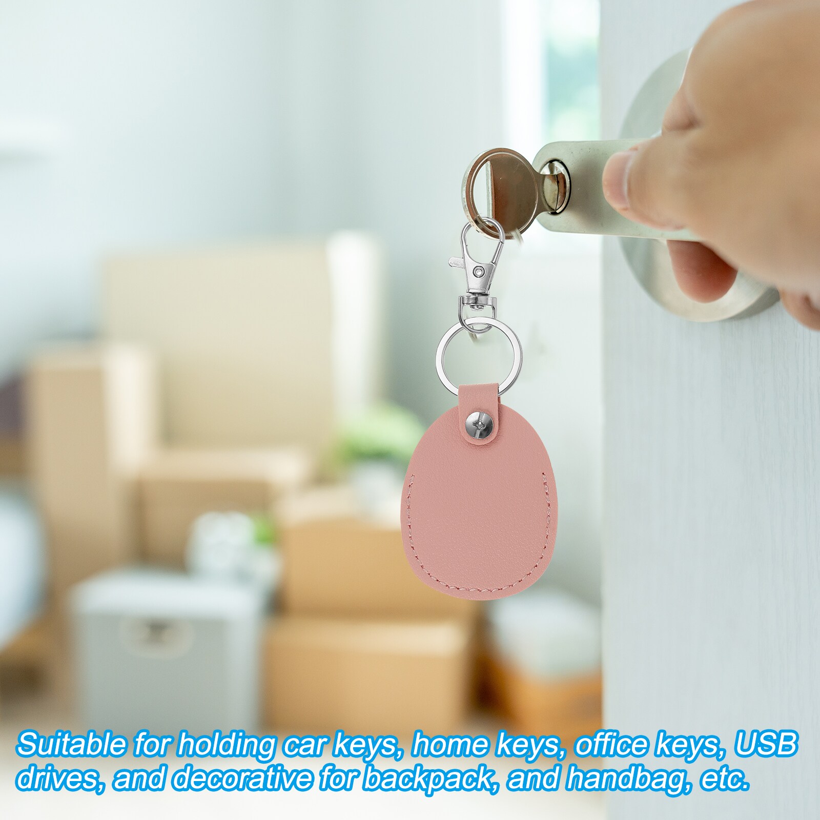 PATIKIL Leather Key Fob 2pcs Genuine Leather Key Fob with Key Rings ...