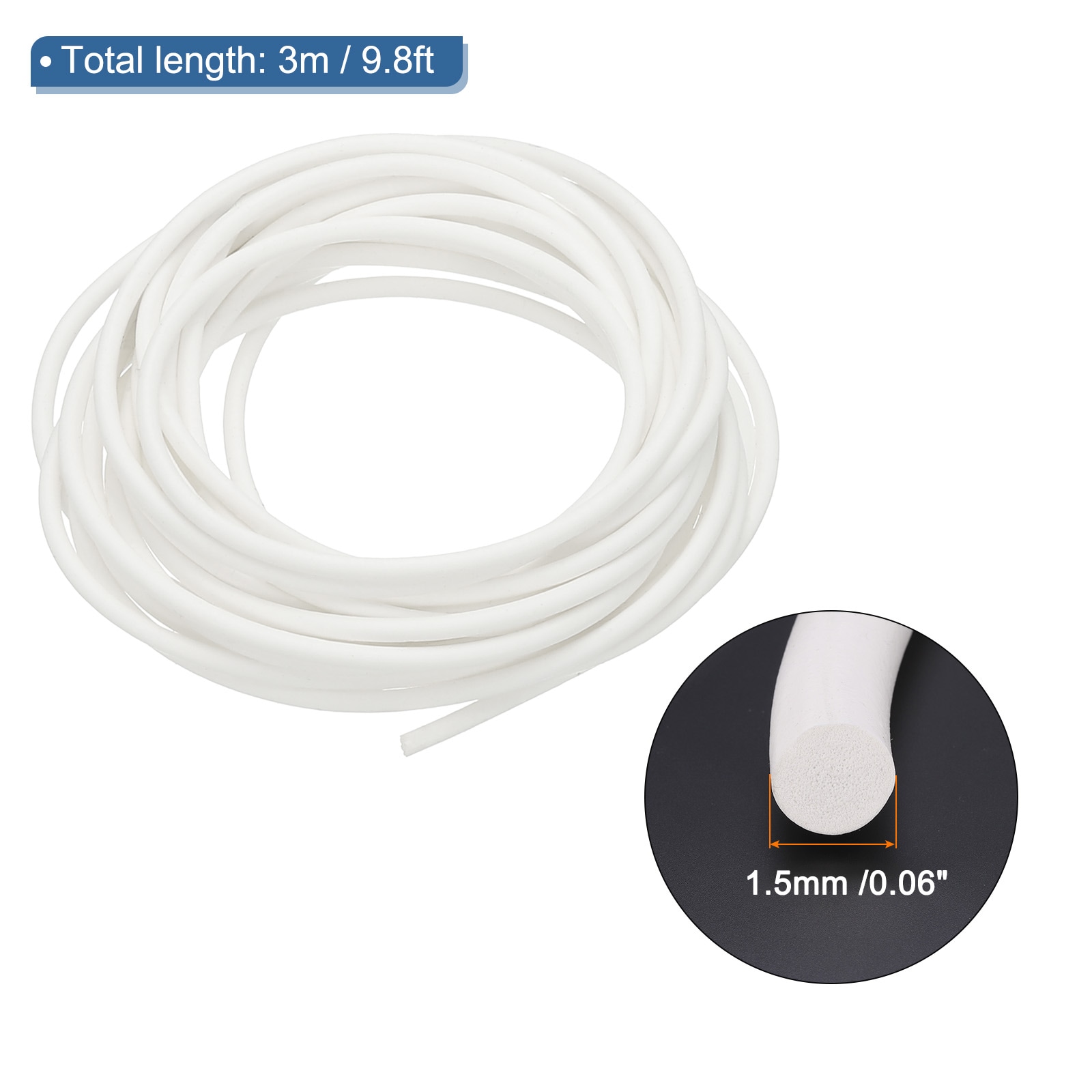 PATIKIL Silicone Foam Seal Strip 3 M 1.5mm Dia Backer Rod Round High ...