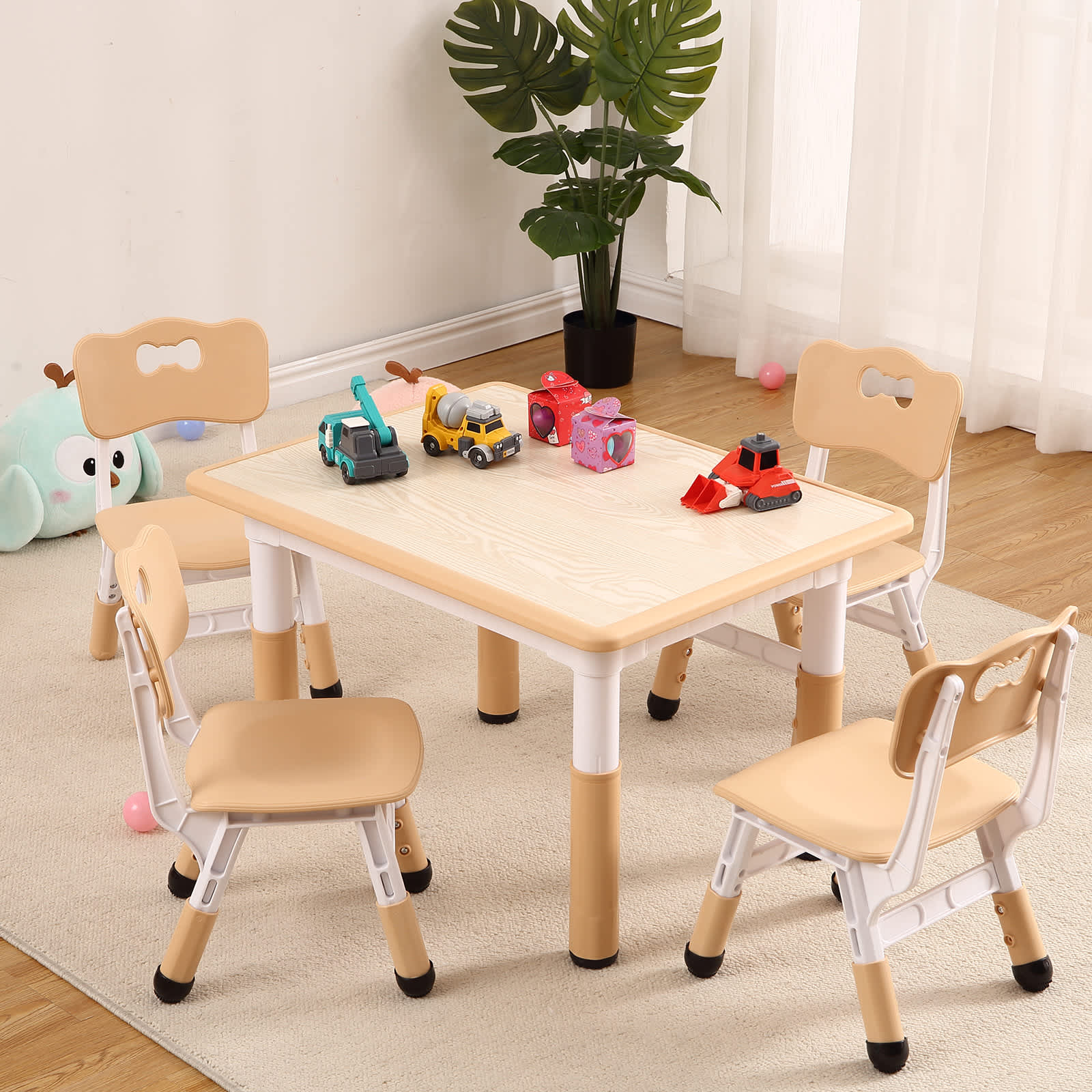 Garvee Kids Table and Chairs Set Toddler Adjustable Desk with Graffiti ...