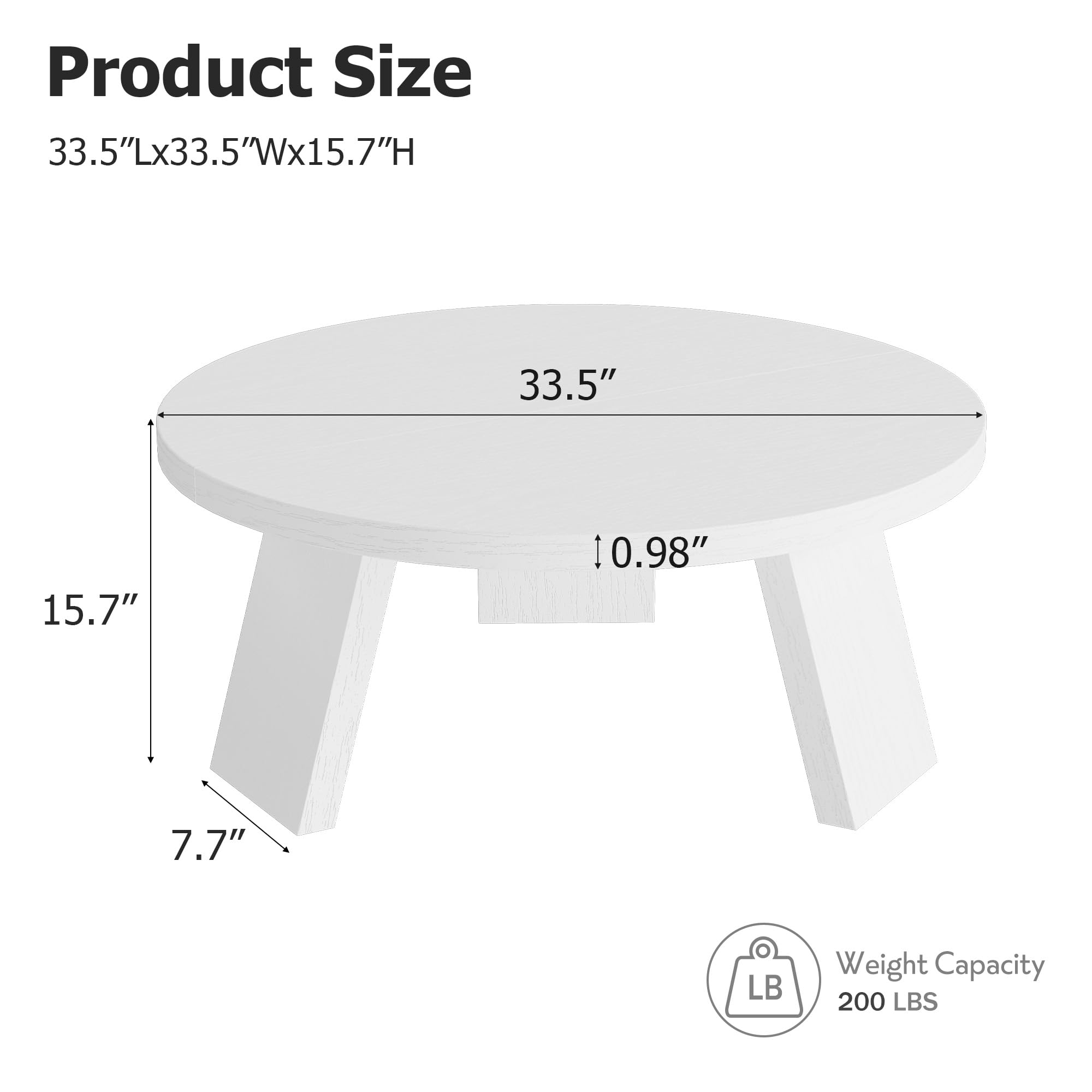 Garvee Modern Round Coffee Table with Inclined Legs and Wood Grain ...