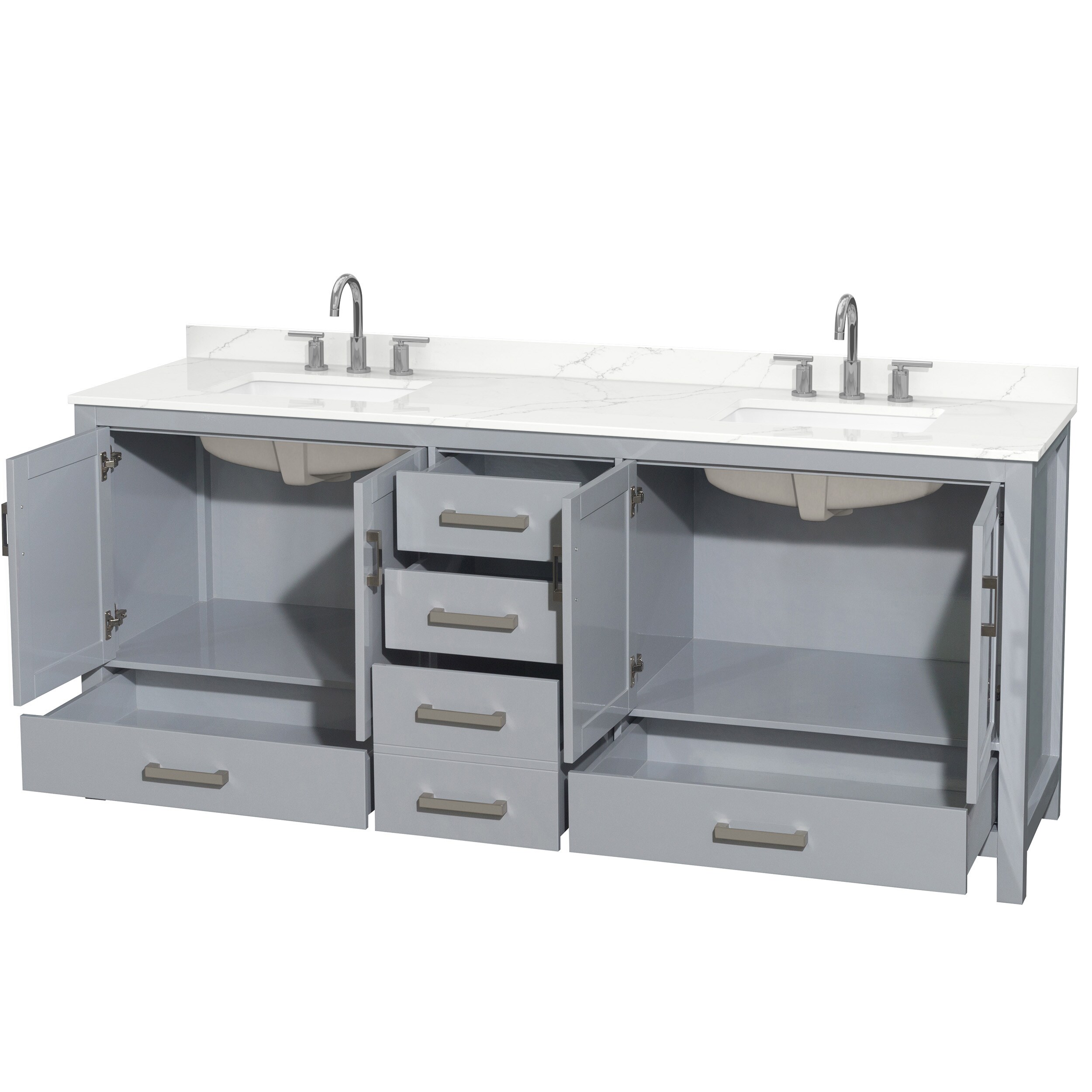 Wyndham Collection Sheffield 80-in Gray with Brushed Chrome Trim ...