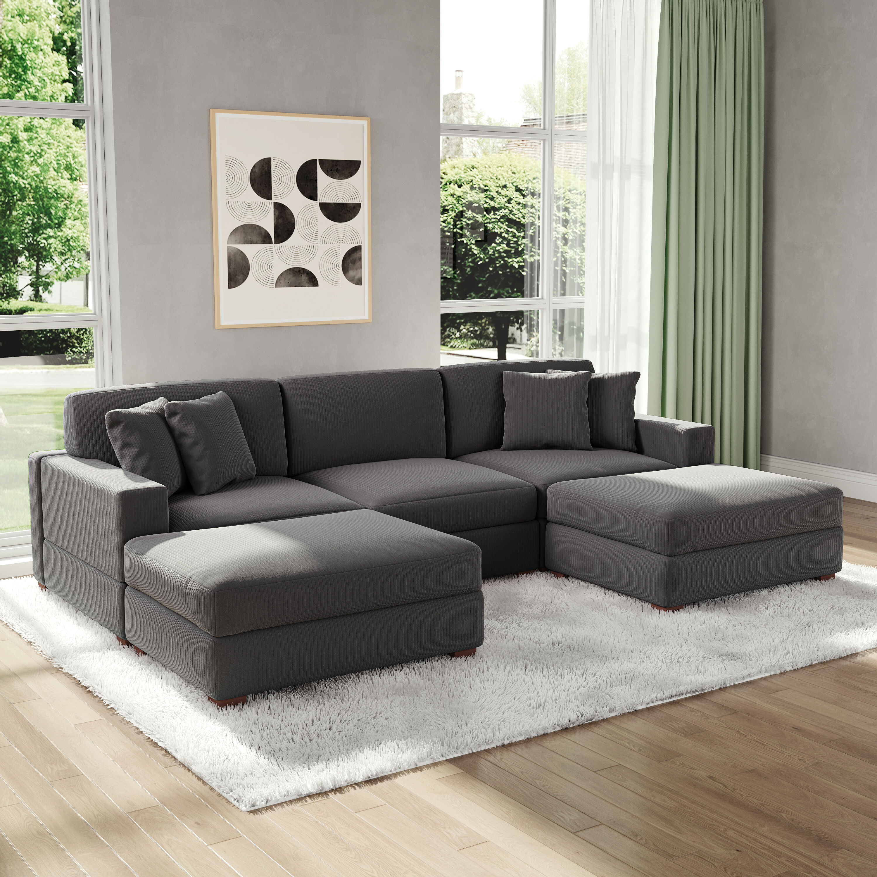 Dreamsidea 118 Inch U-Shaped Sectional Sofa Modular Sofa Corduroy Sofa ...