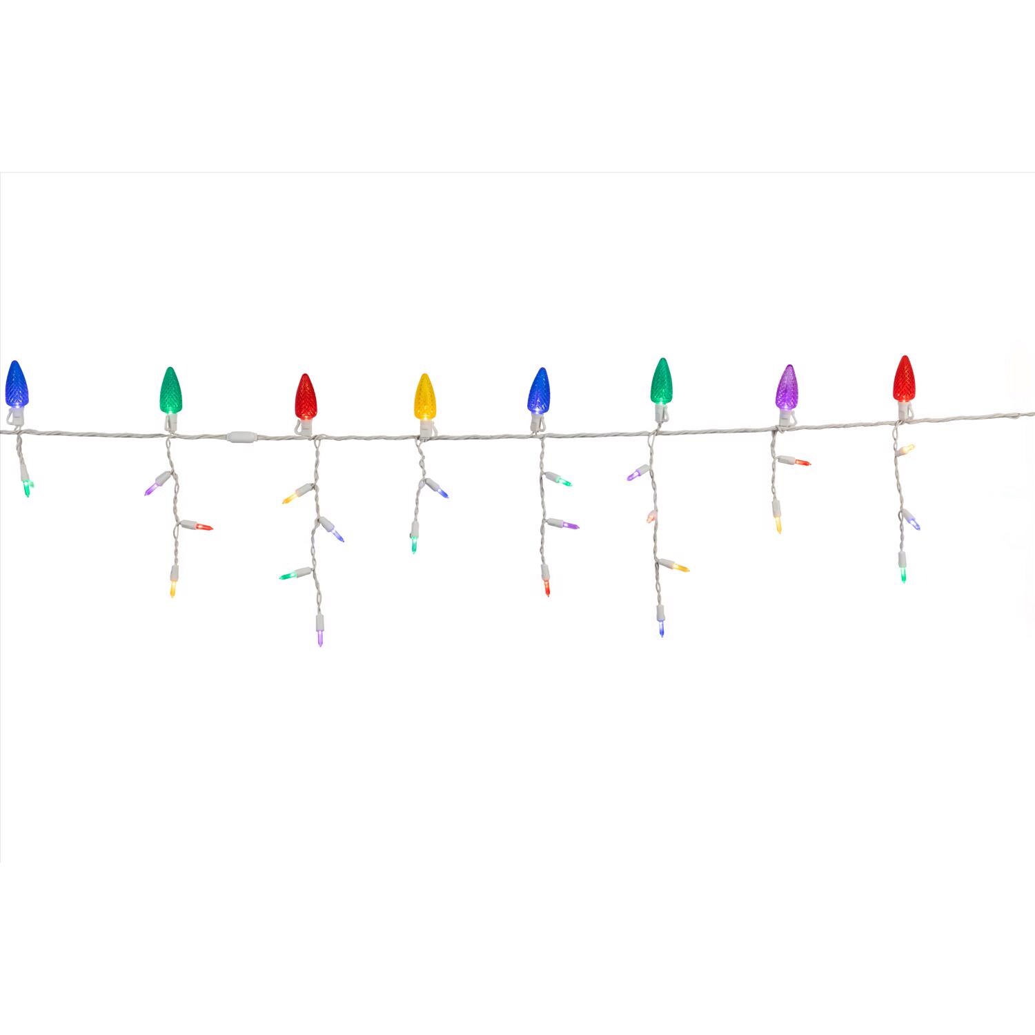 Celebrations Platinum LED C9 Multicolored 70 ct Icicle Christmas Lights ...