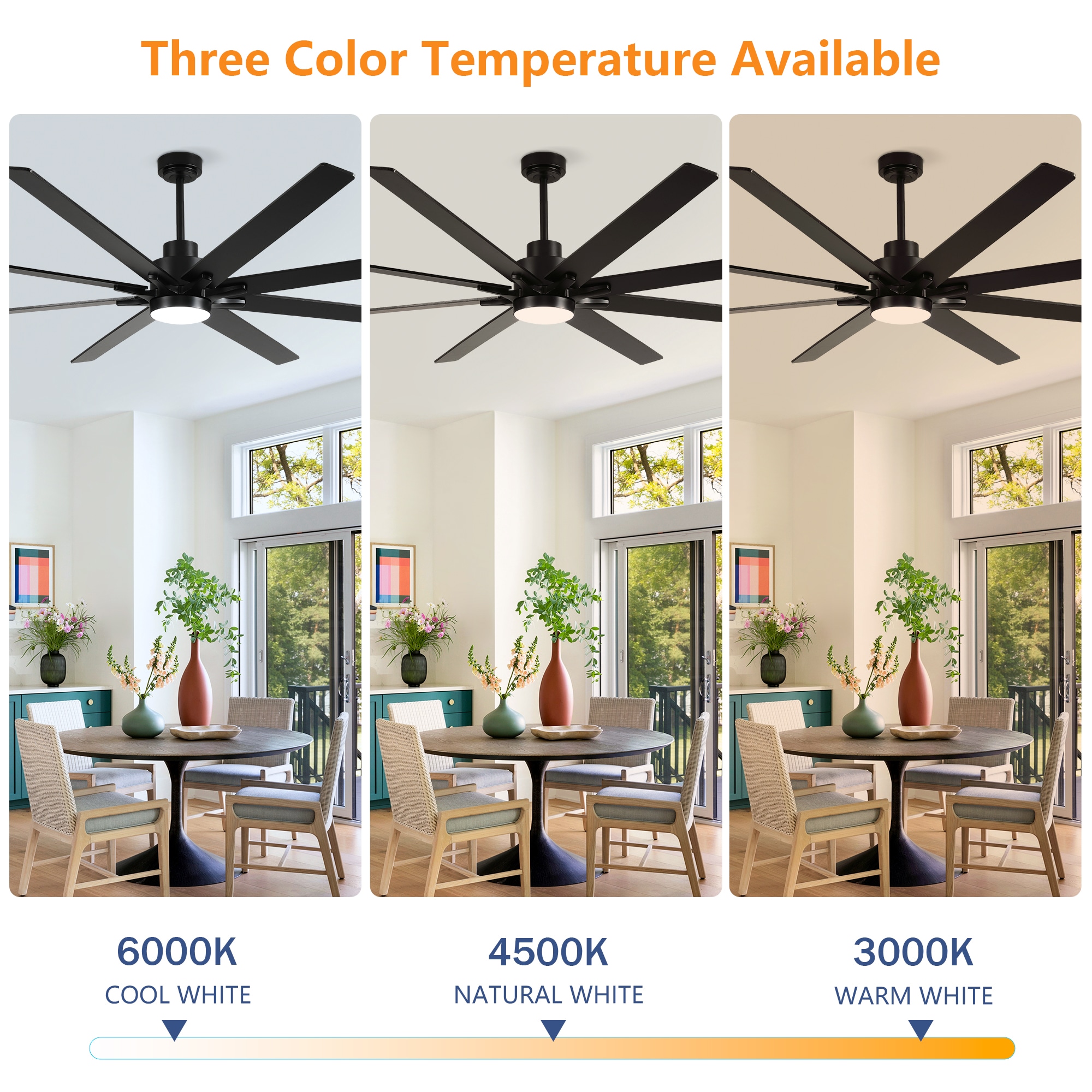 Huluwat 84 Inches Large 8 PCS Plywood Reversible Blades Ceiling Fan ...