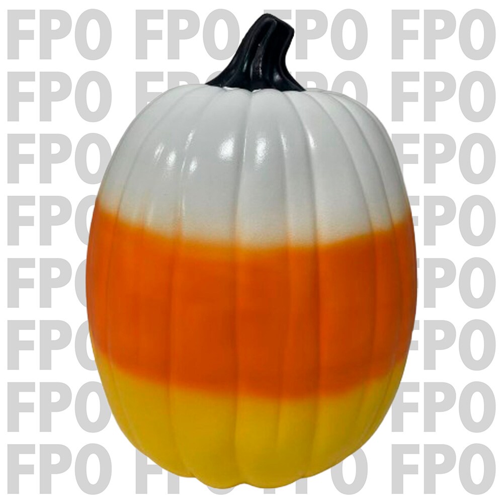 Haunted Living 13in PU Pumpkin-Tall-Glossy-Candy Corn (Lowe’s) at Lowes.com
