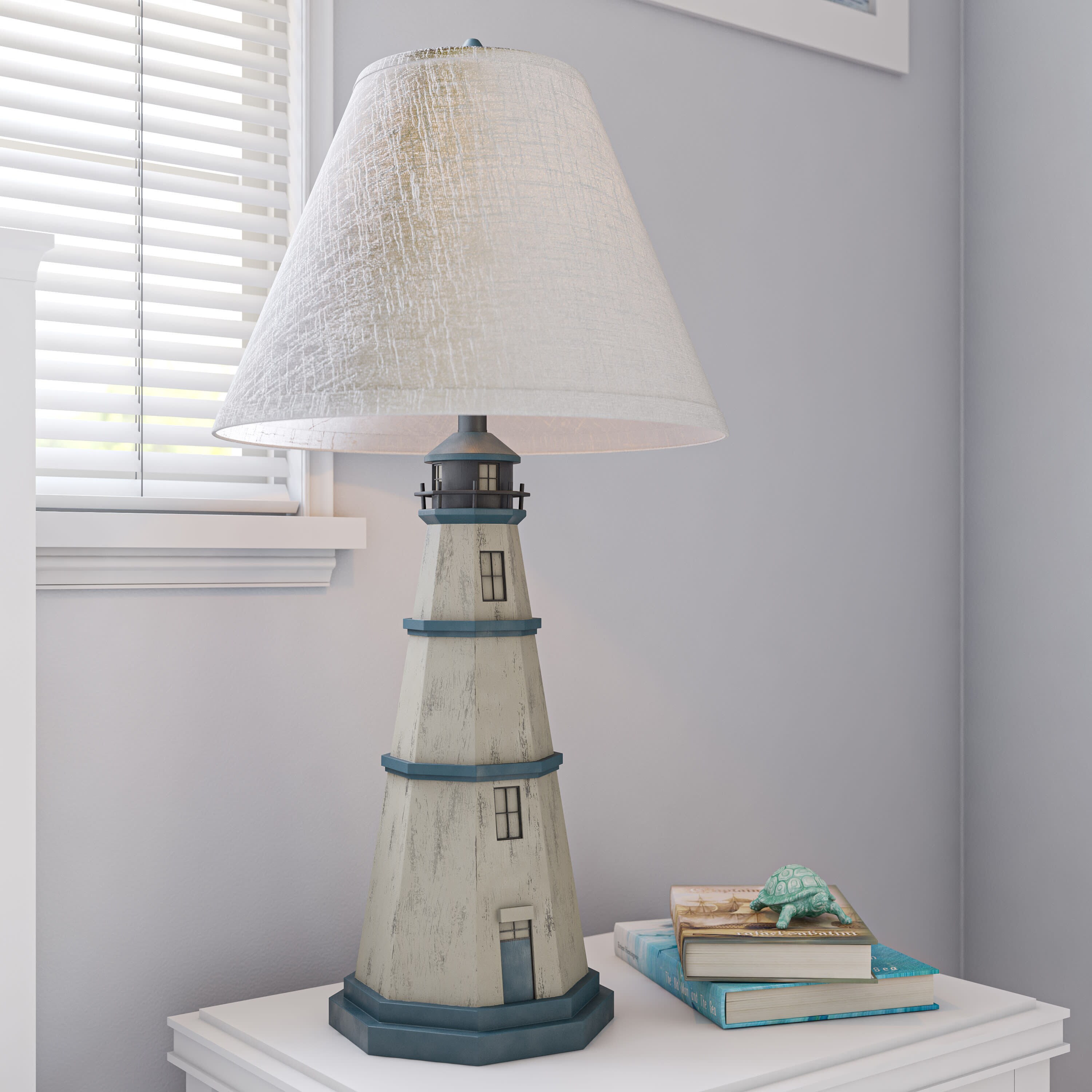Kenroy Home Nantucket 31-in Antique White LED Rotary socket Table Lamp ...