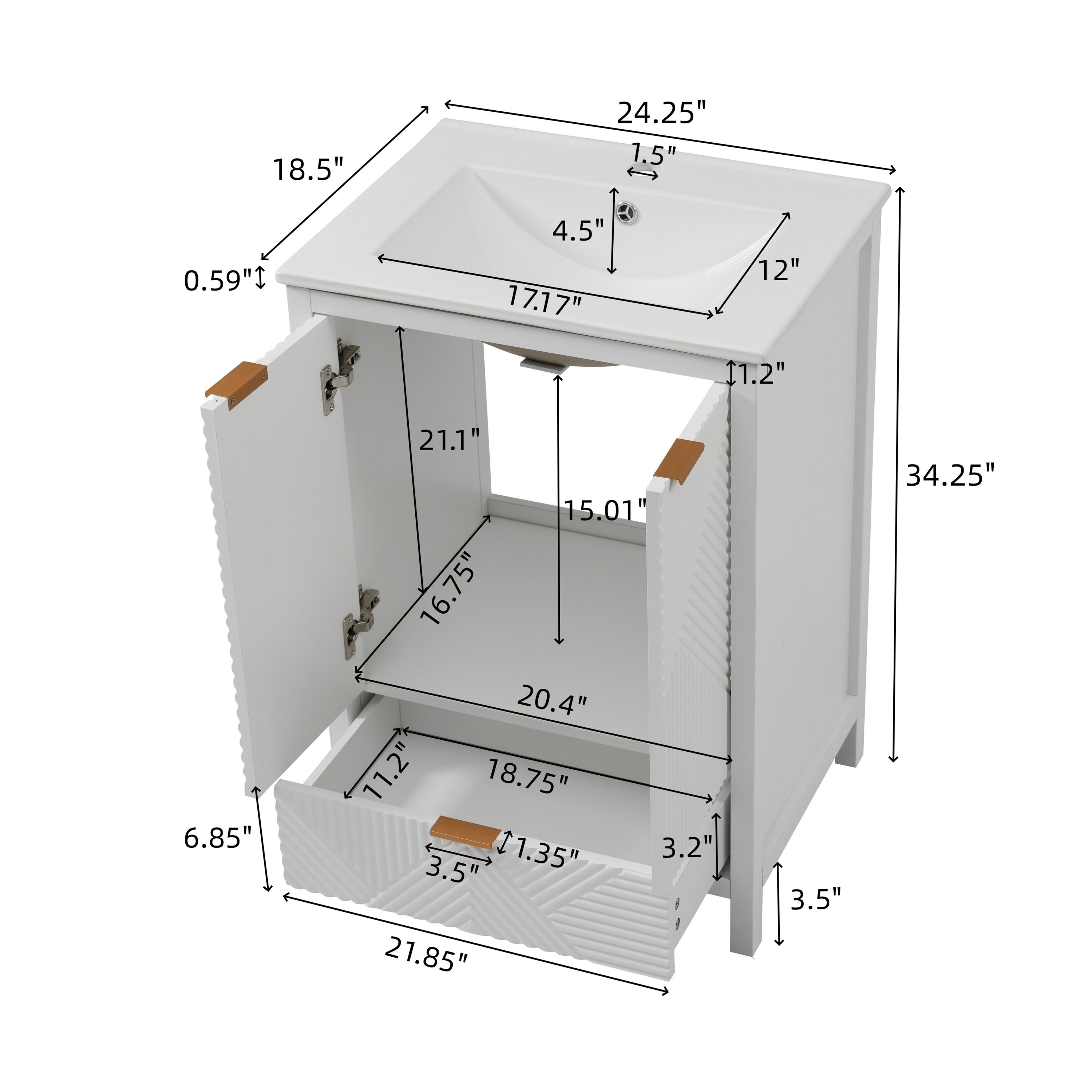 Huluwat 24 Inches Bathroom Vanity with Sink Combo Modern Bathroom ...