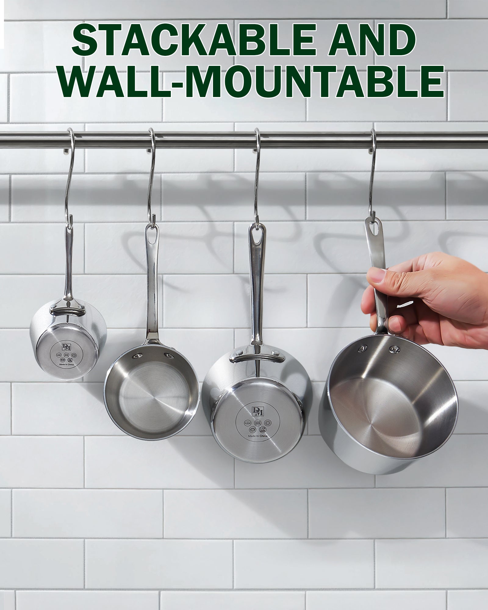 4 Piece Multi-Ply Clad Stainless Steel Small Milk Frother and Chocolate ...