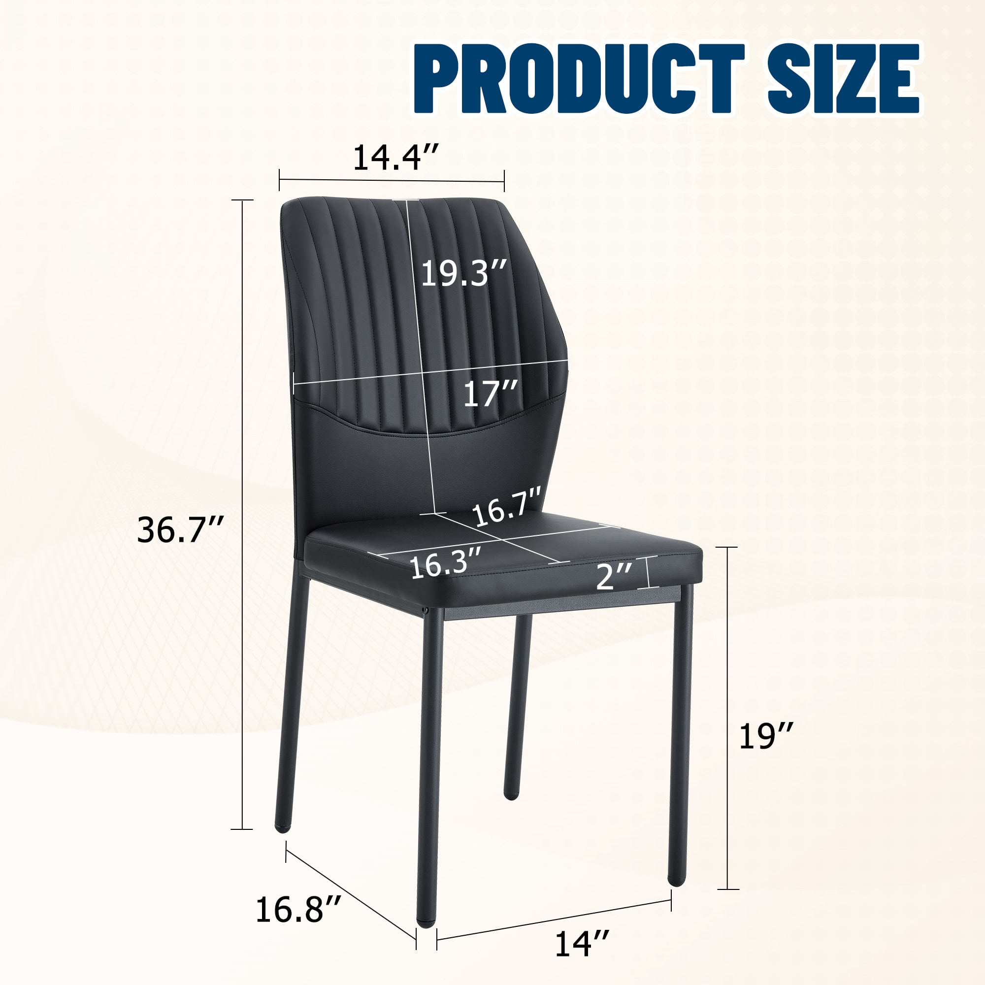 LOVMOR Luxury Simple Chair Set of 4 BLACK PU Material High Resilience ...