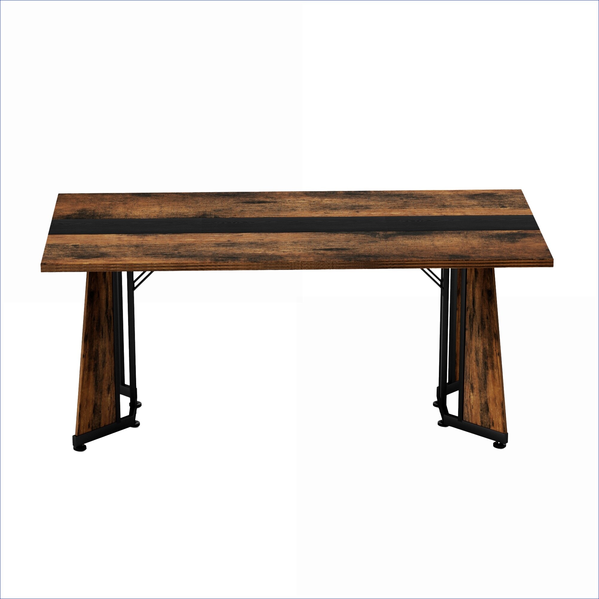 Watnature Matte Black Rustic Brown MDF Steel Dining Table 8-Seater for ...